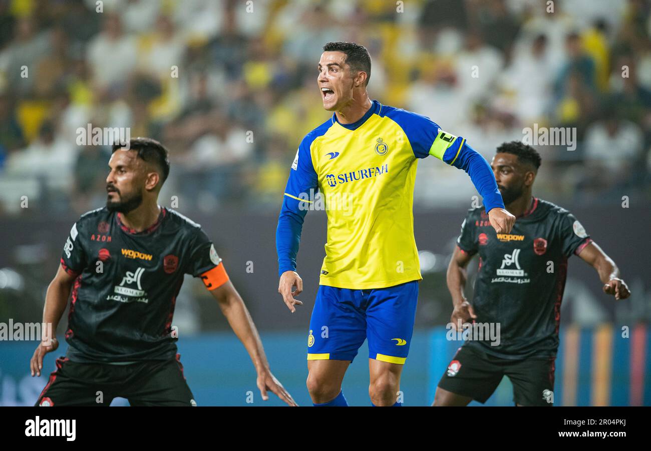 Cristiano Ronaldo Of Al Nassr Fc Gestures Against Al Raed Fc During