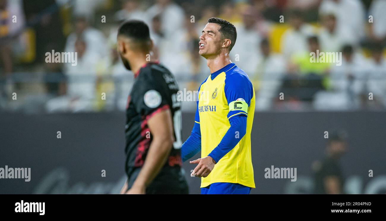 Cristiano Ronaldo Of Al Nassr Fc Gestures Against Al Raed Fc During