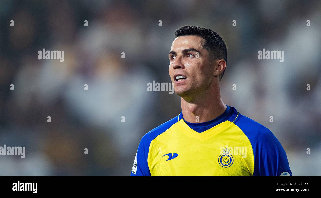 Cristiano Ronaldo Of Al Nassr Fc Gestures Against Al Raed Fc During