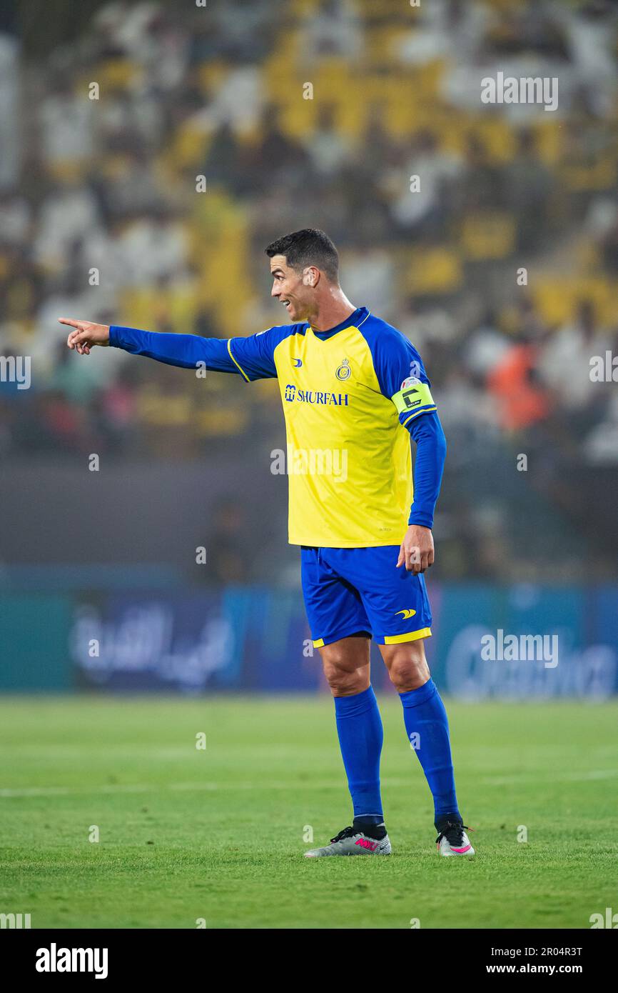 Cristiano Ronaldo Of Al Nassr Fc Gestures Against Al Raed Fc During