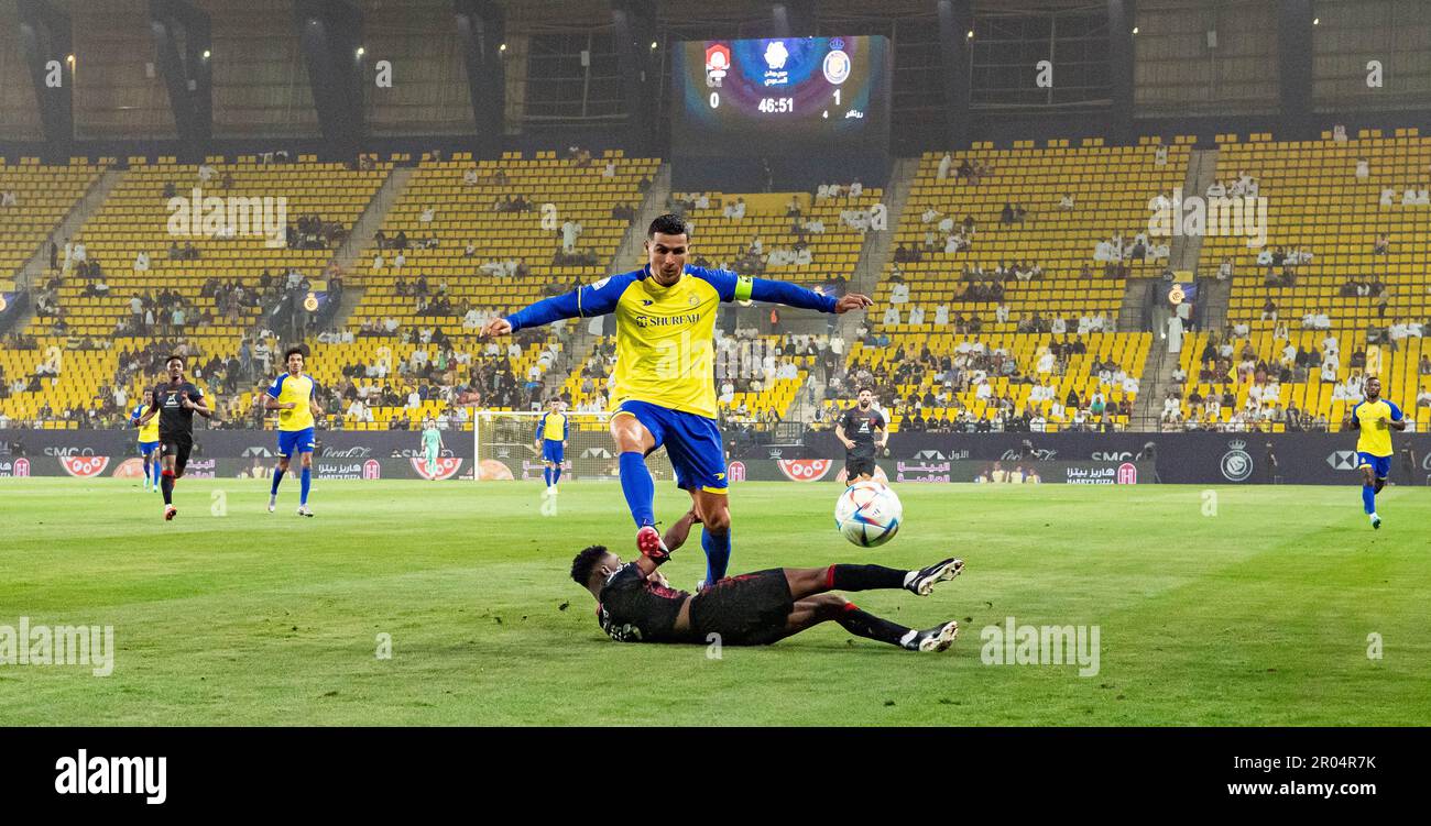Cristiano Ronaldo of Al-Nassr FC in action against Al-Raed FC during ...