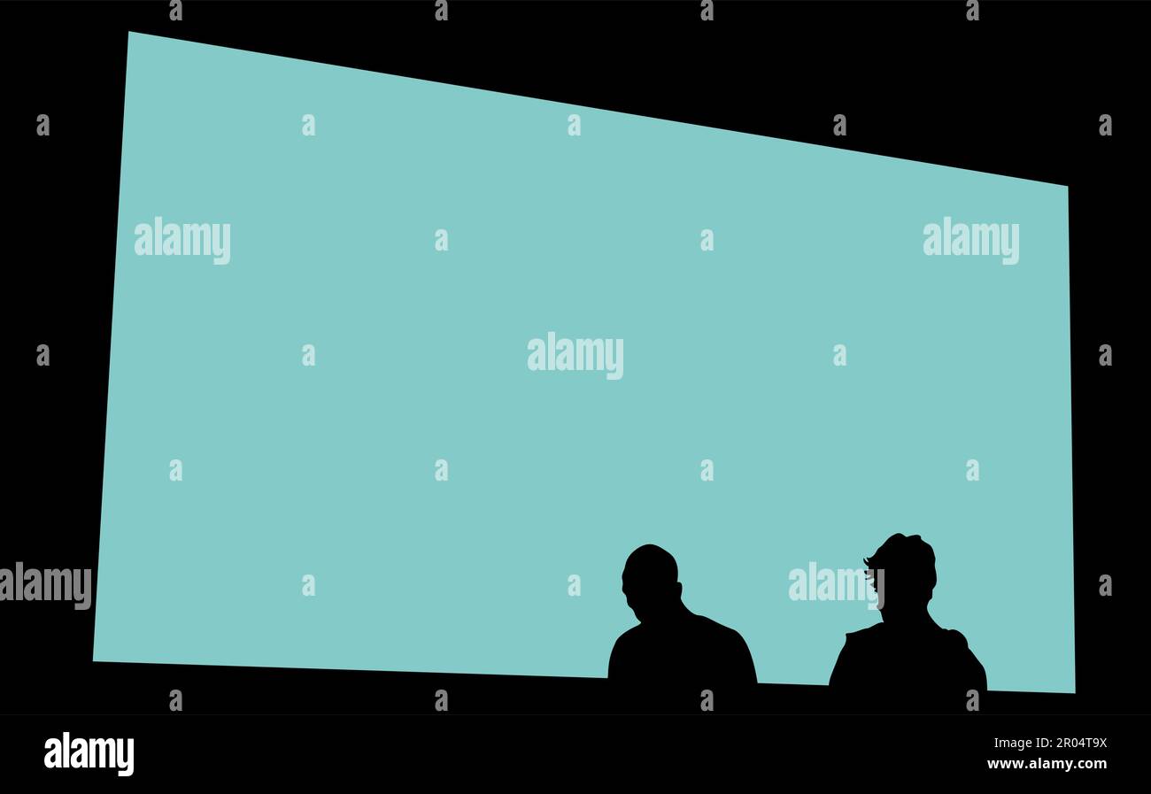 Vector silhouette of spectators sitting in cinema seats watching a screen Stock Vector Image ...