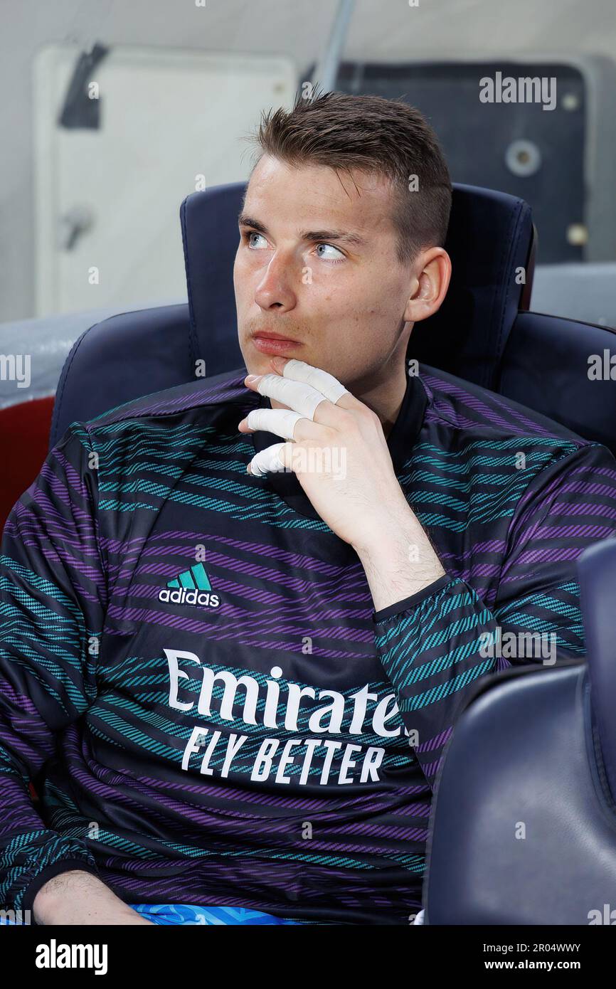 BARCELONA - MAR 19: Lunin sits on the bench during the LaLiga match ...