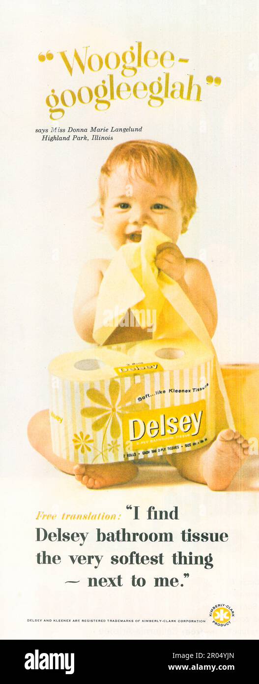 Delsey Bathroom Tissue advert in a Journal magazine, 1965. baby tissues ...