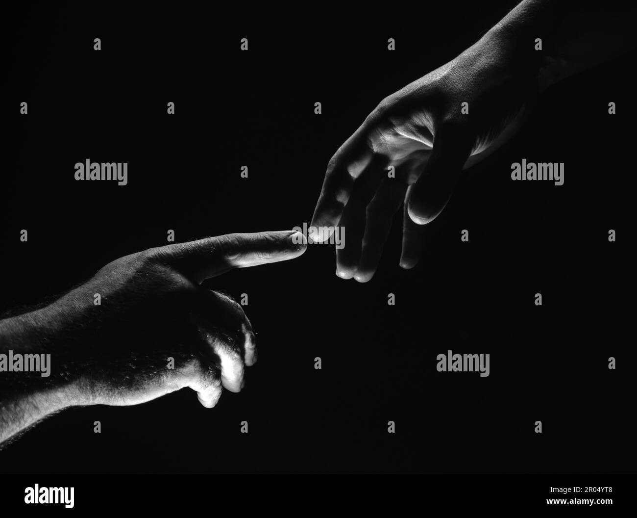 Two hands at the moment of farewell. The holding hands of relations ...