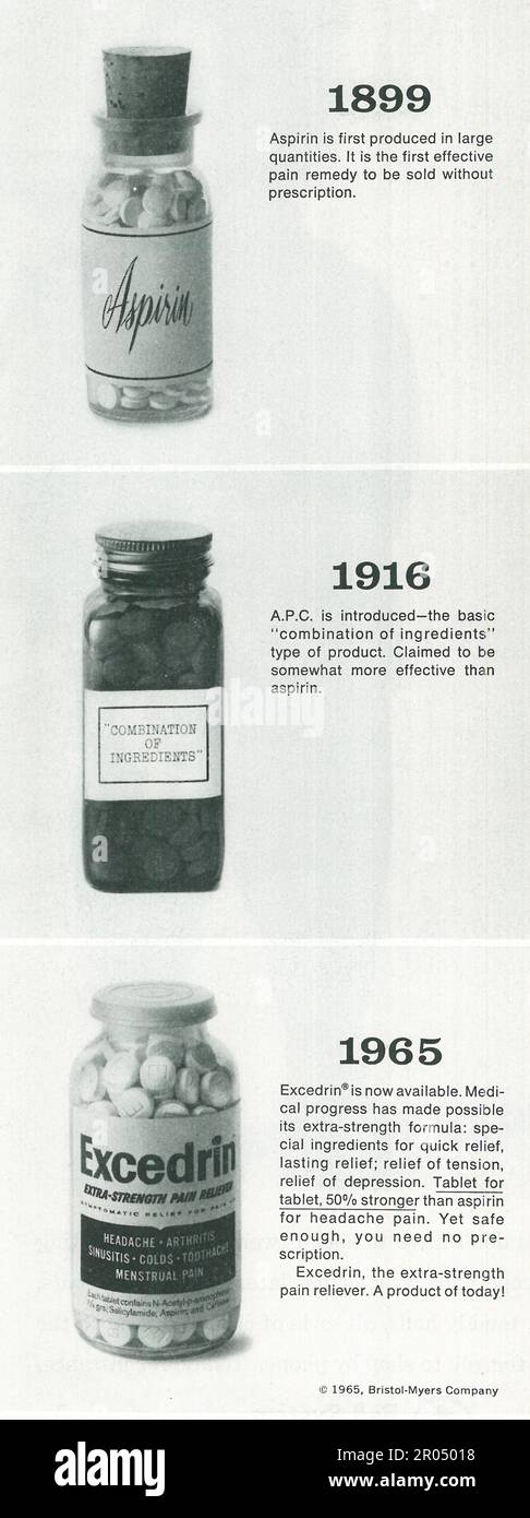 Excedrin medication advert in a Journal magazine, 1965. Aspirin ...