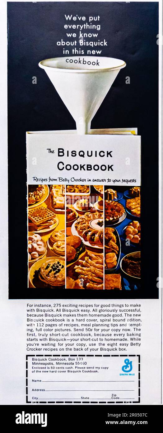 Bisquick Cookbook Betty Crocker advert in a Journal magazine, 1965 ...