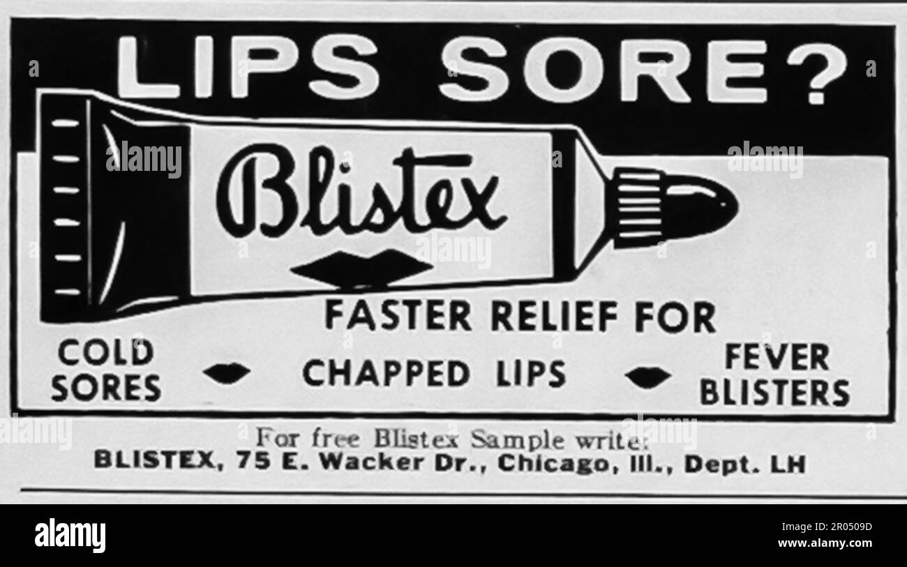 Blistex Lip Ointment advert in a Journal magazine, 1965 Stock Photo - Alamy