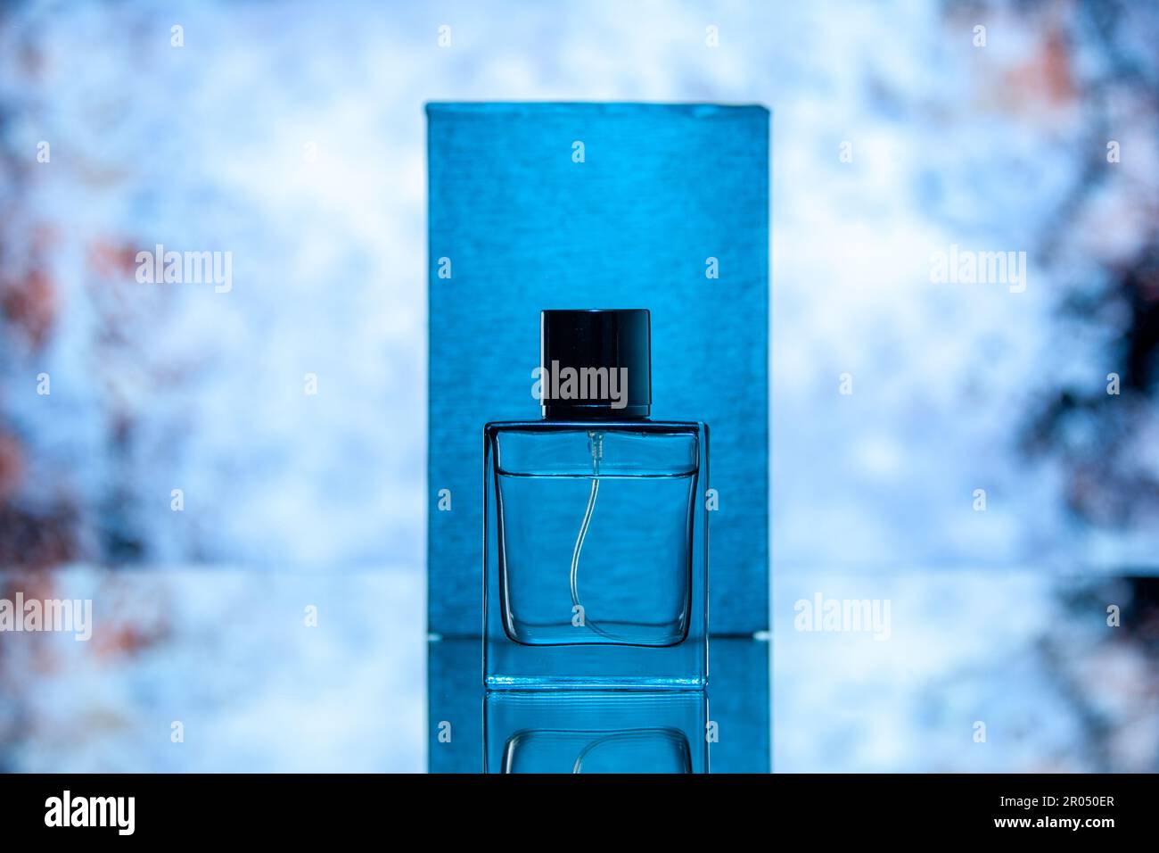 front view expensive perfume in flask on light background scent ...