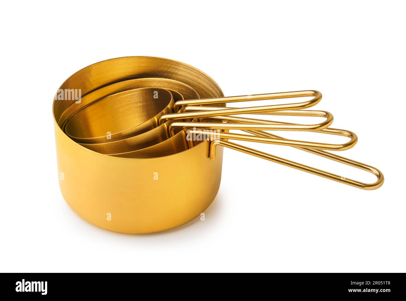 Metal measuring cups on white background Stock Photo - Alamy
