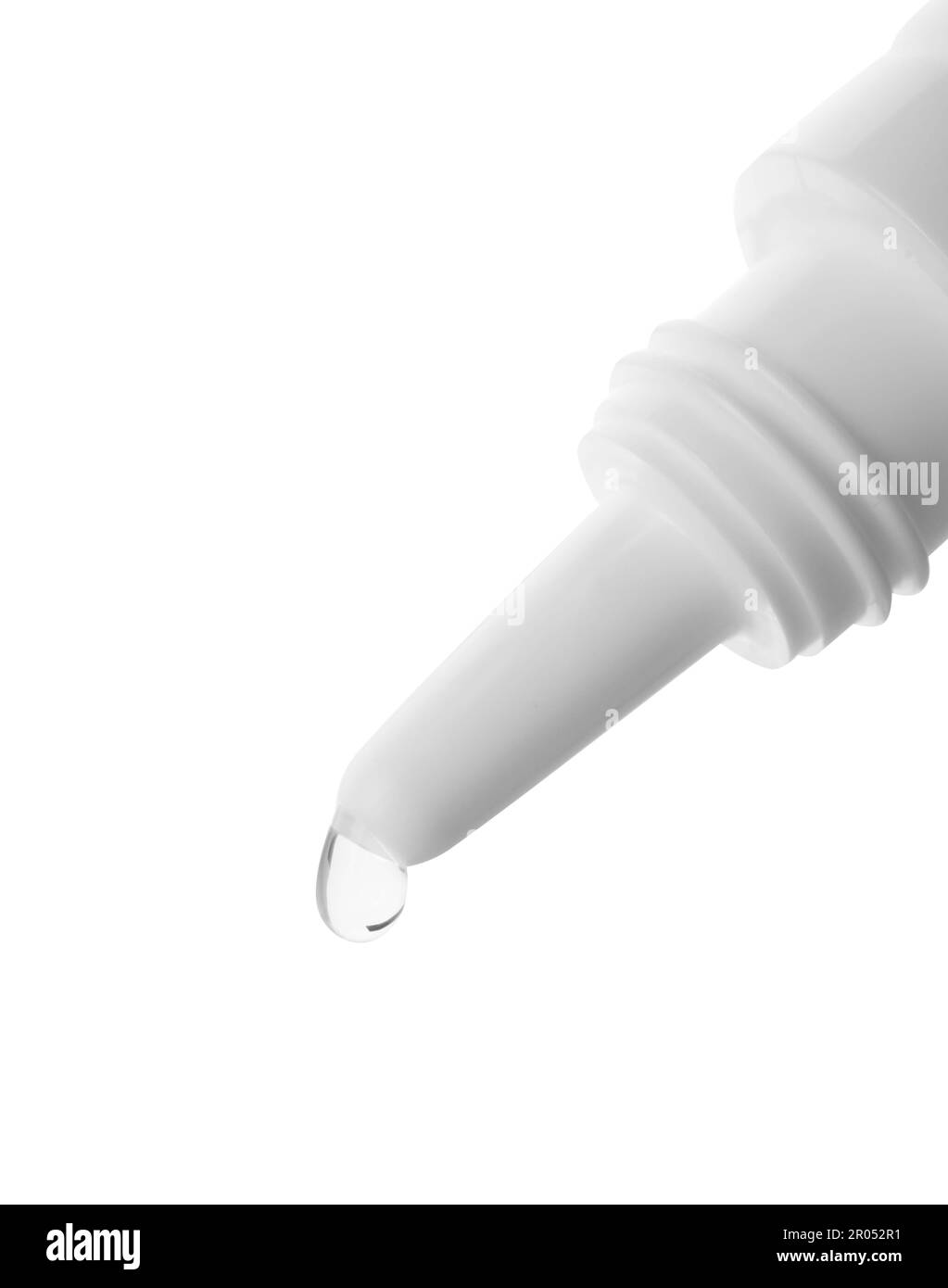 Dripping medical product from pipette isolated on white, closeup Stock ...