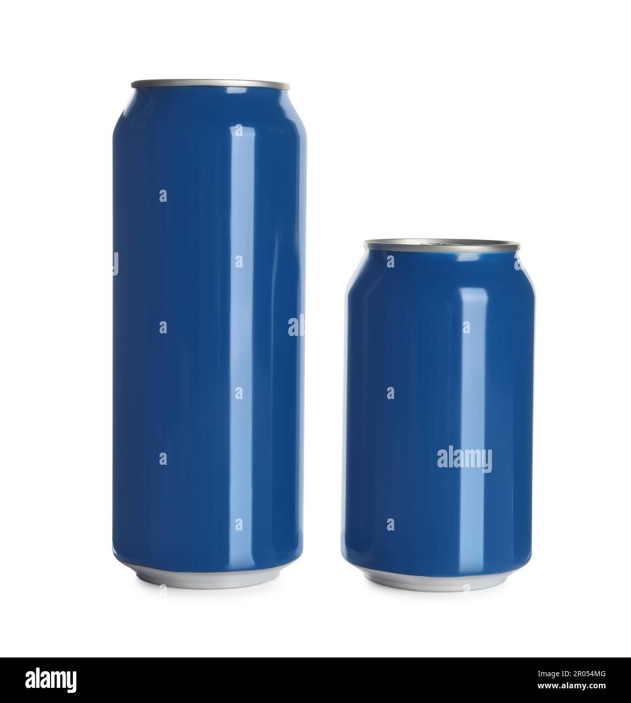 Blue aluminum cans on white background. Mockup for design Stock Photo ...