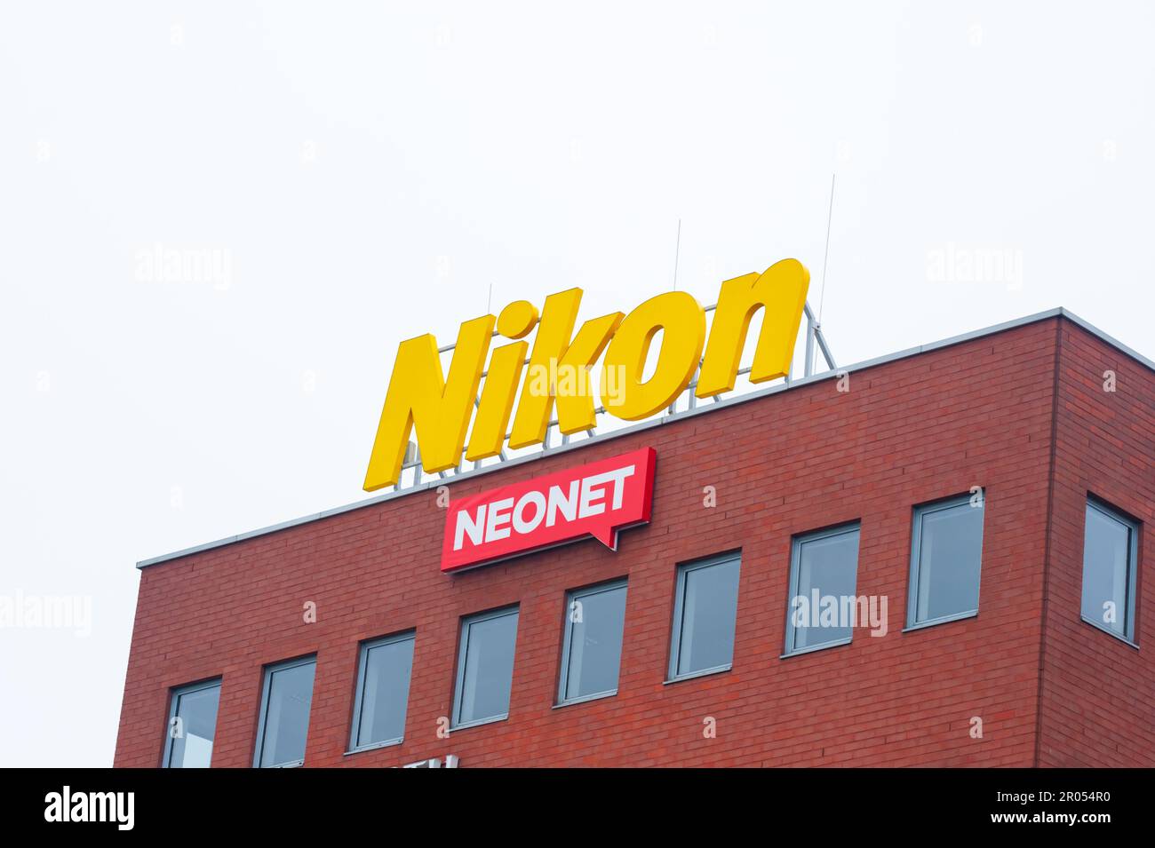 Warsaw, Poland - September 10, 2022: Building with modern Nikon and ...