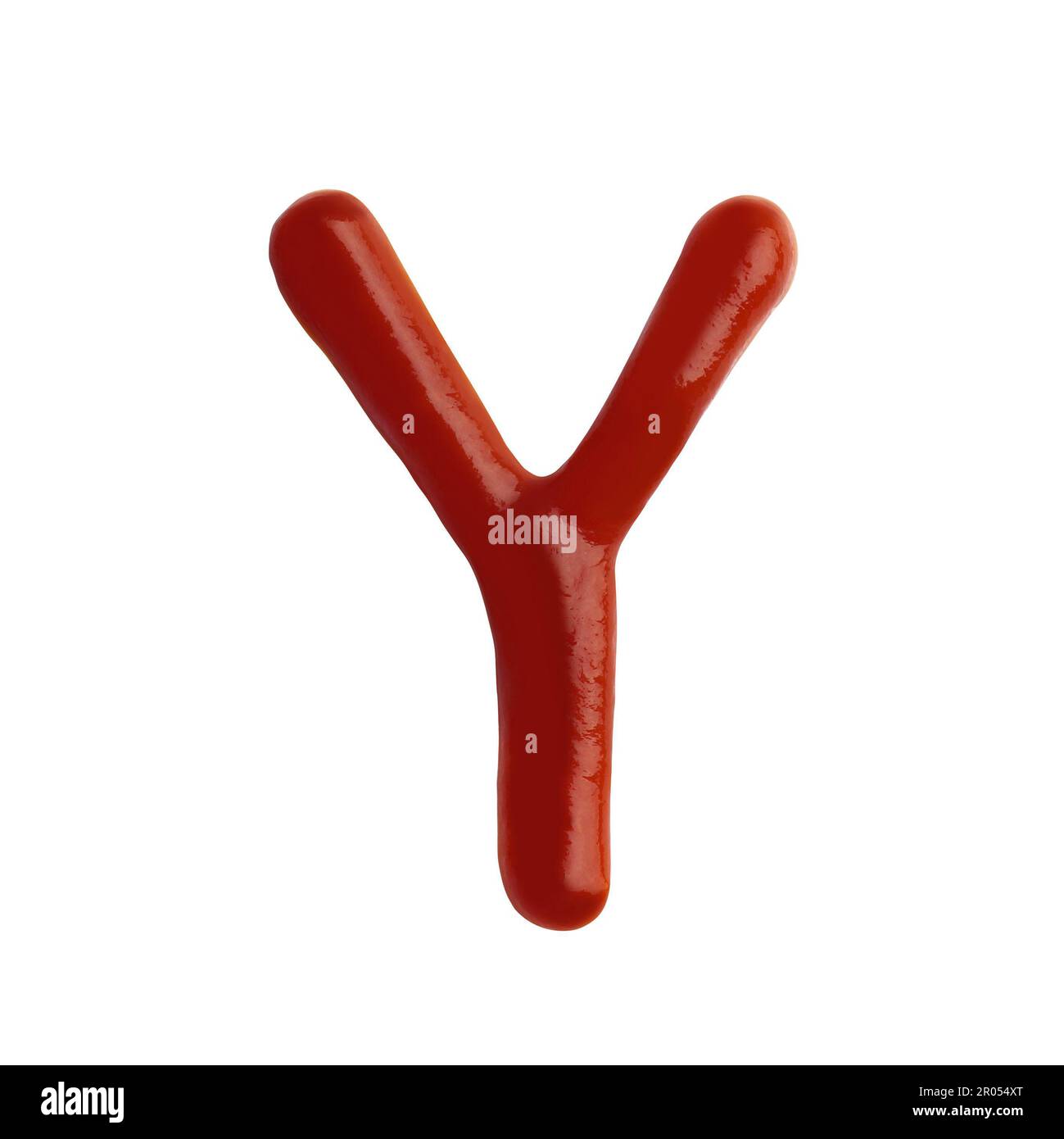 Letter Y written with ketchup on white background Stock Photo - Alamy