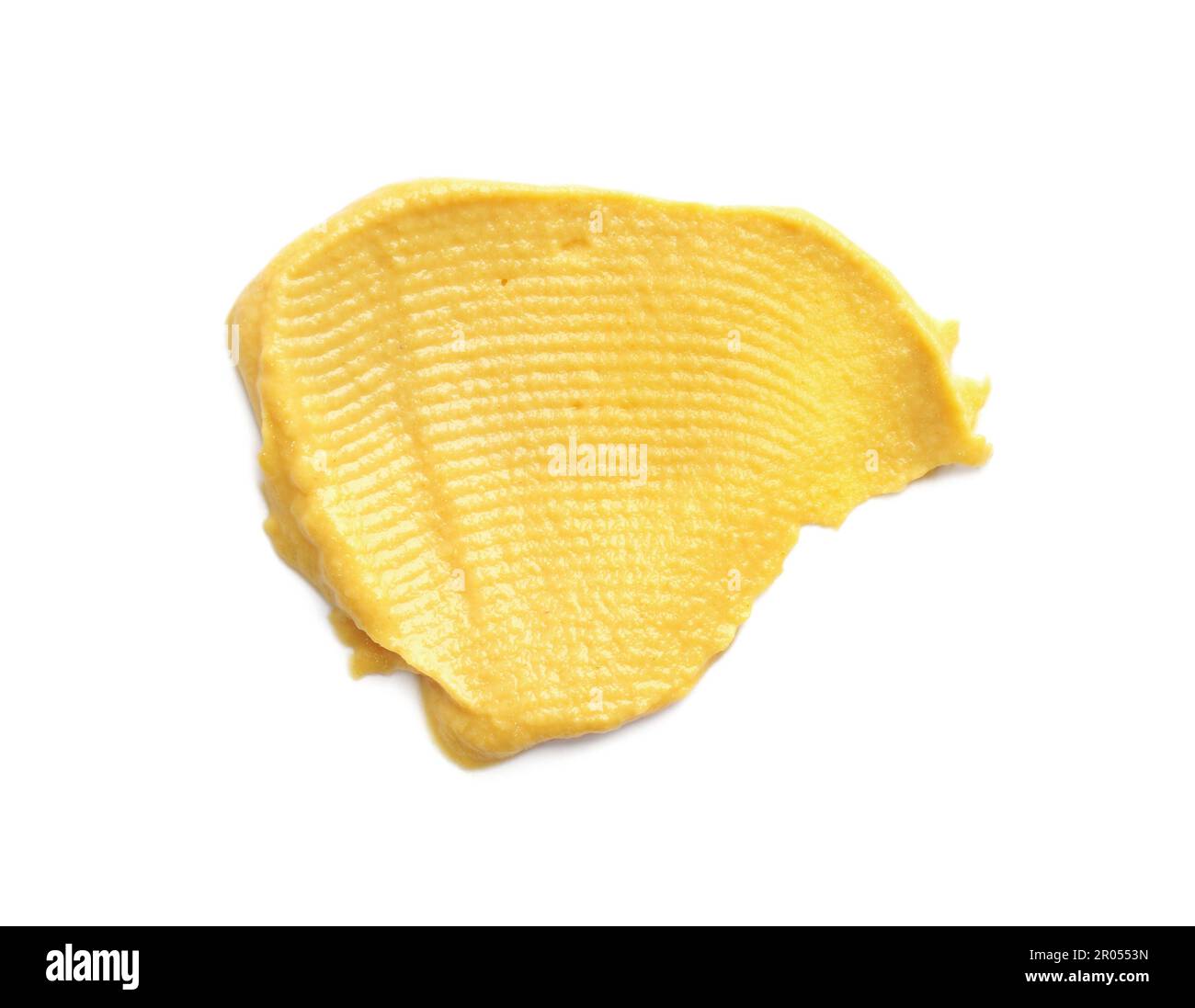 Smear of delicious mustard isolated on white, top view Stock Photo - Alamy
