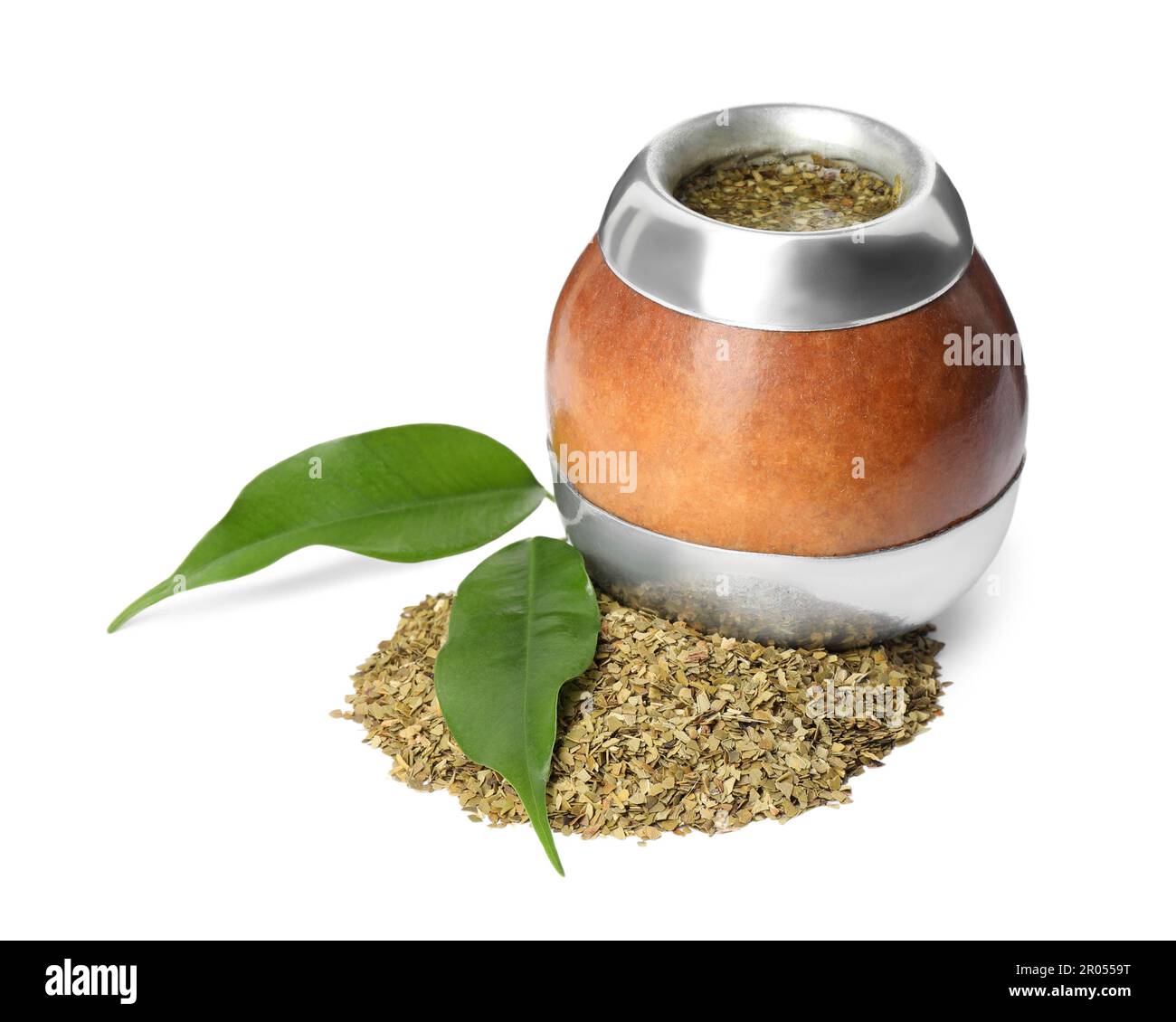 Calabash with mate tea on white background Stock Photo - Alamy