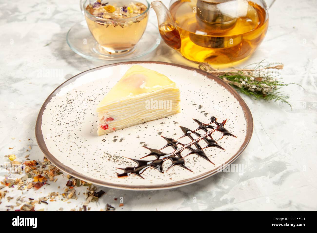 front view yummy cake slice inside plate on white background cake sweet ...