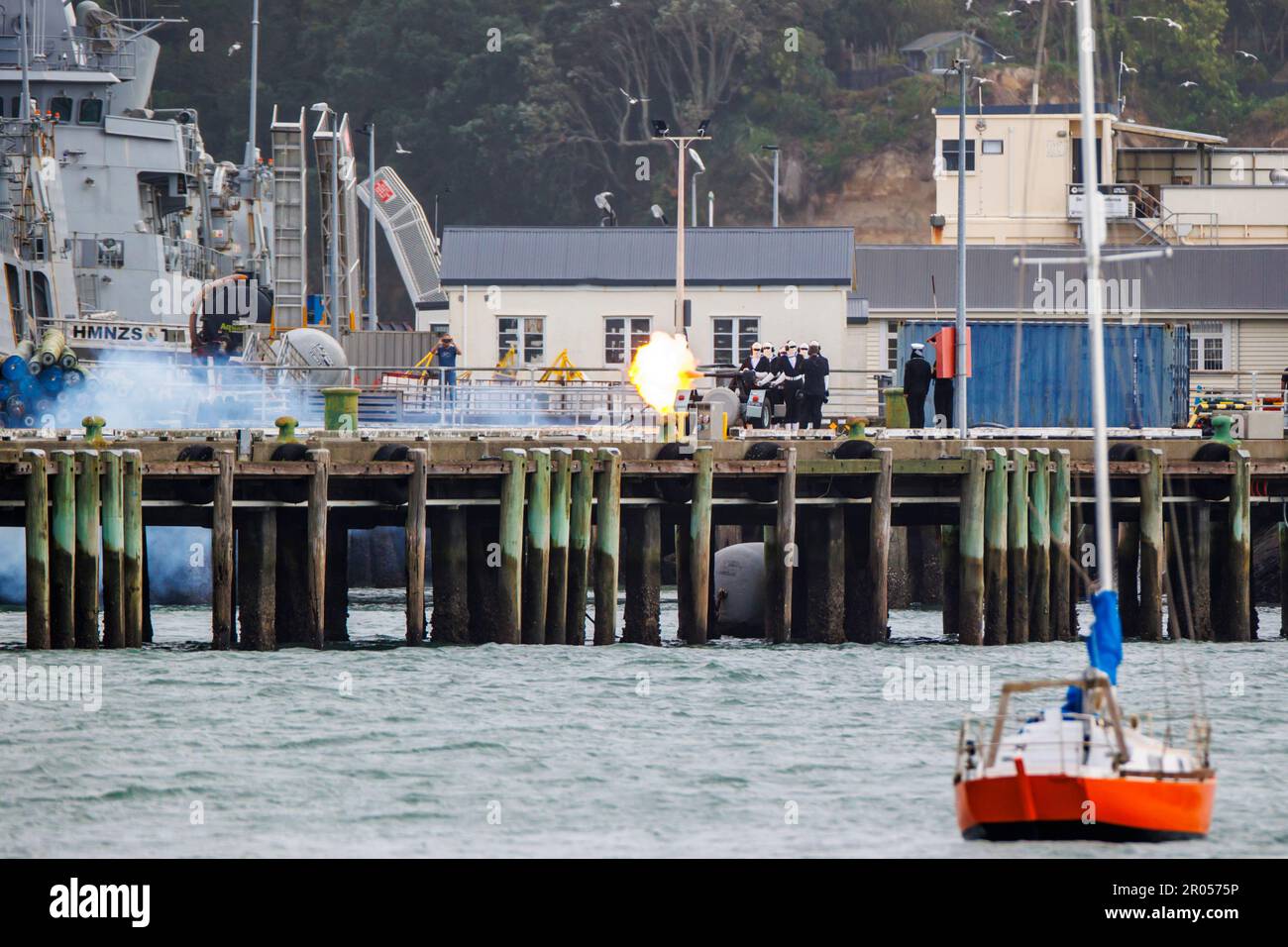 Auckland, New Zealand, 07 May, 2023. The Royal New Zealand Navy marks ...
