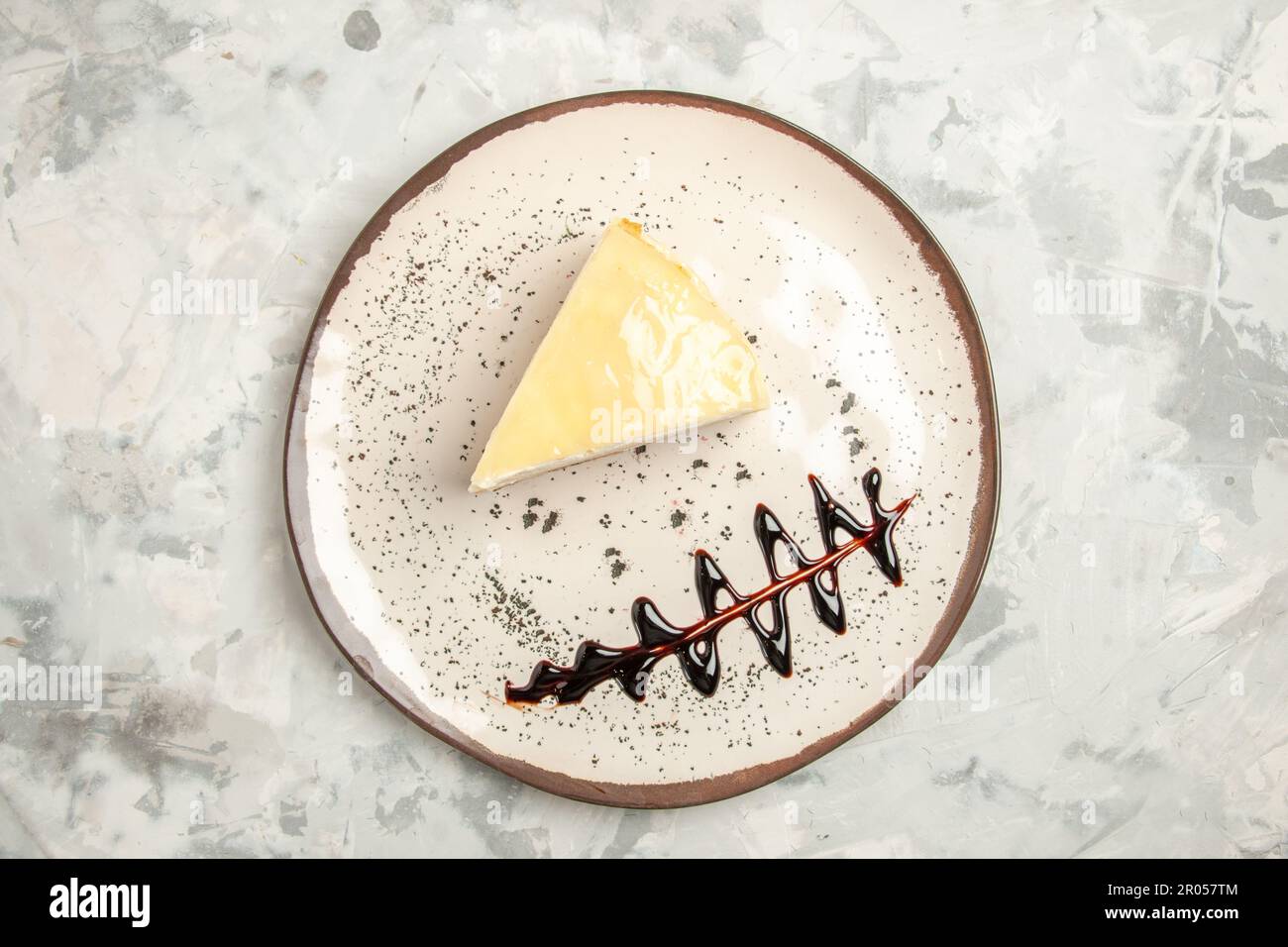 top view delicious cake slice inside plate on white background dessert ...