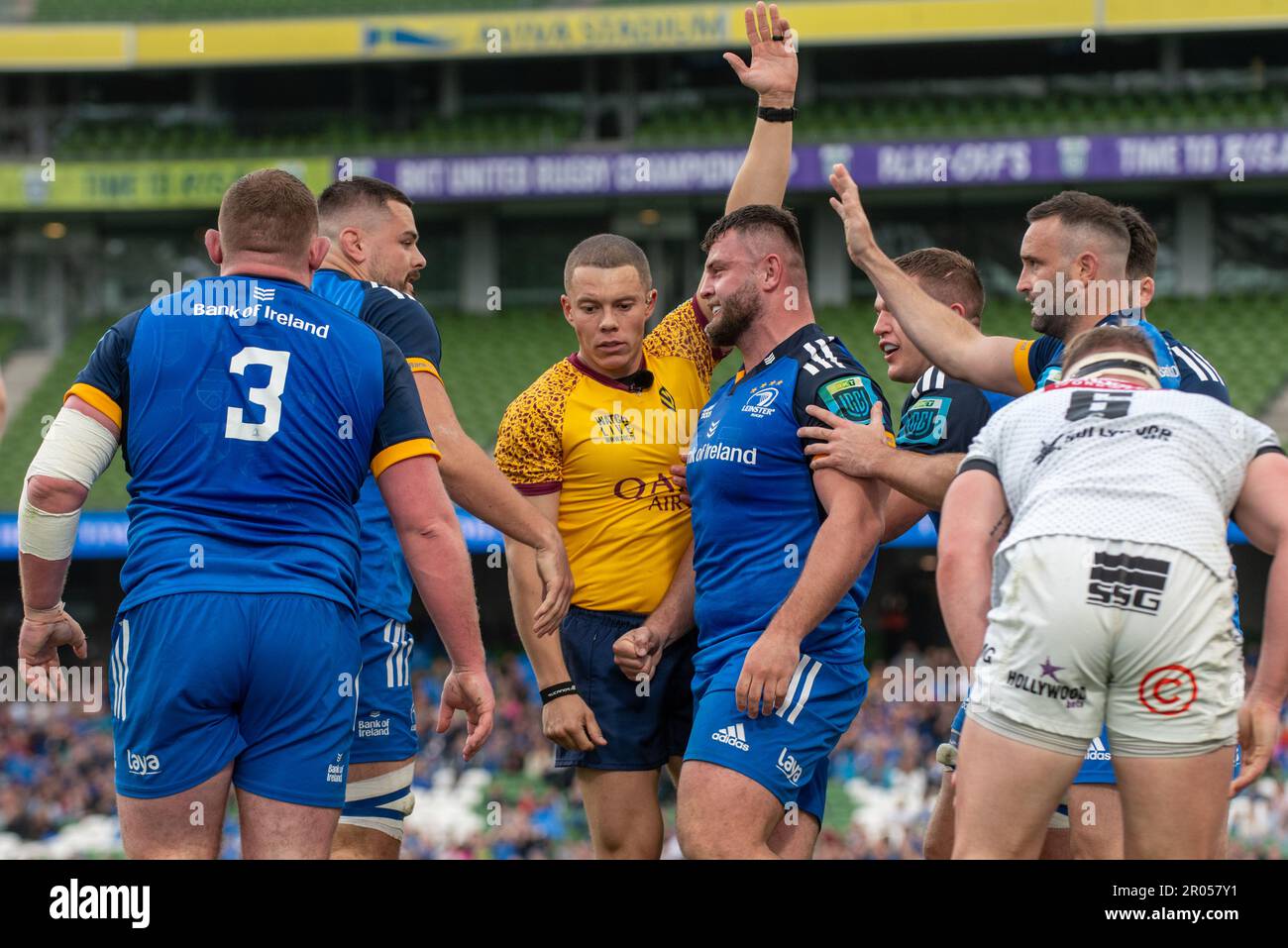 Dublin, Ireland. 06th May, 2023. Michael Milne of Leinster celebrates ...
