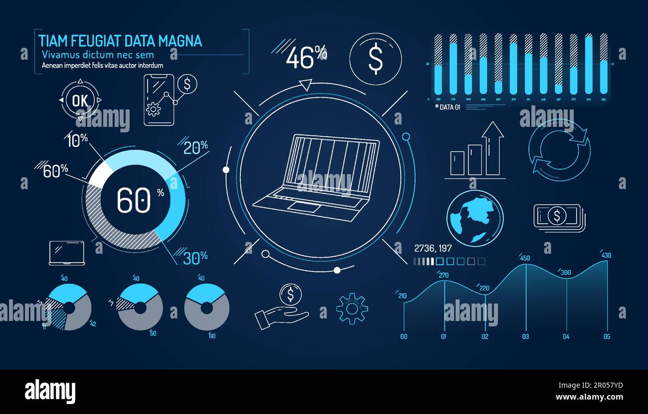 Set of infographic elements about the dollar exchange rate and fintech ...