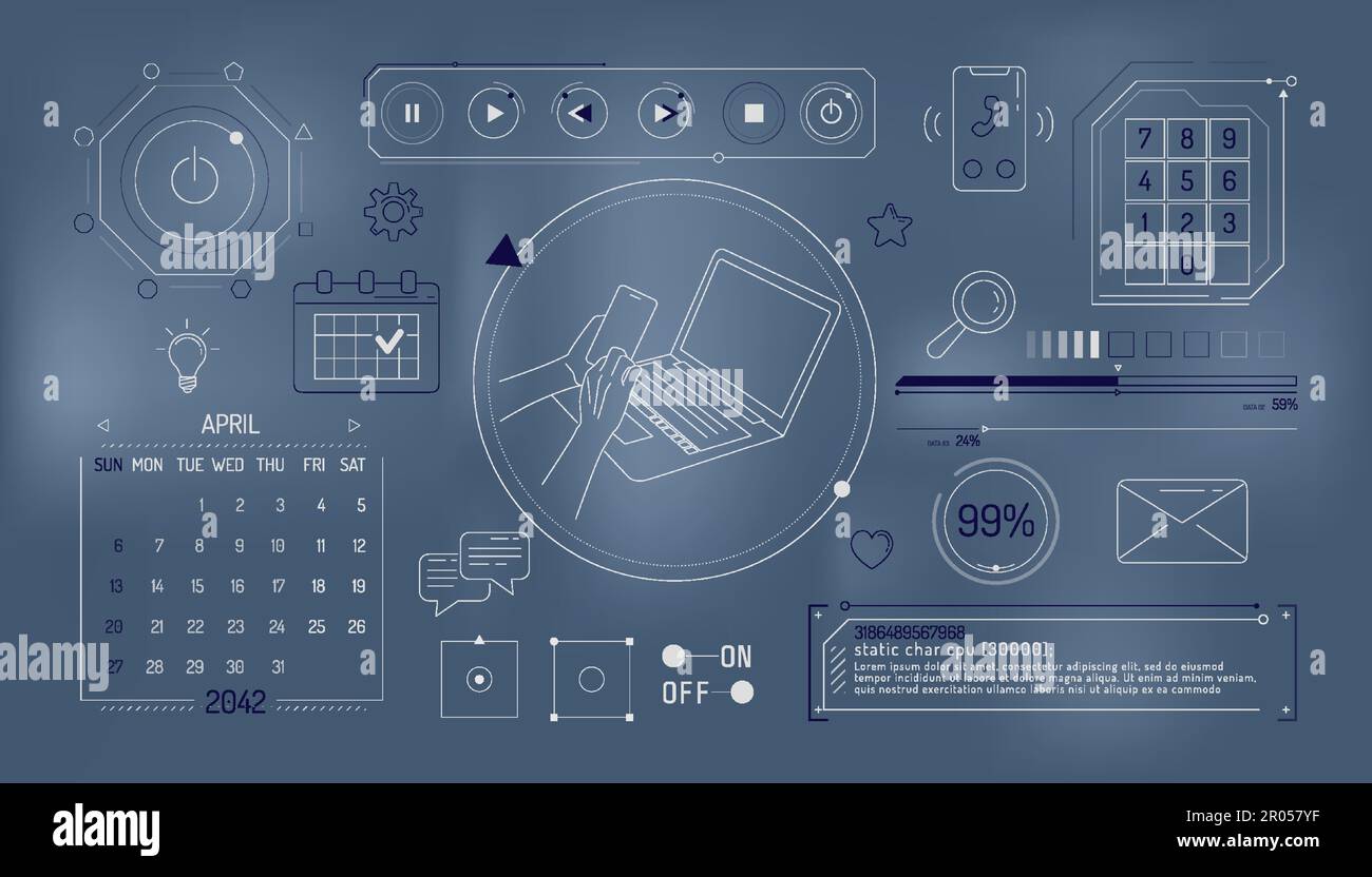 Set of infographic elements about computer communication and social ...