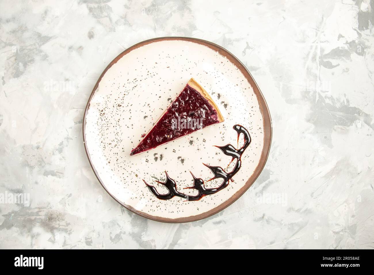 top view yummy cheesecake slice inside plate on white background cookie ...