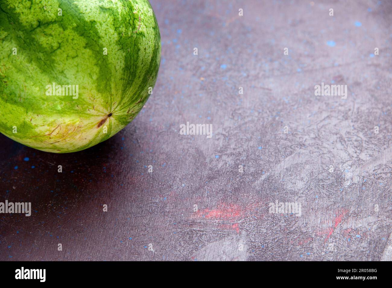 front close view green watermelon fresh fruit on the dark background ...