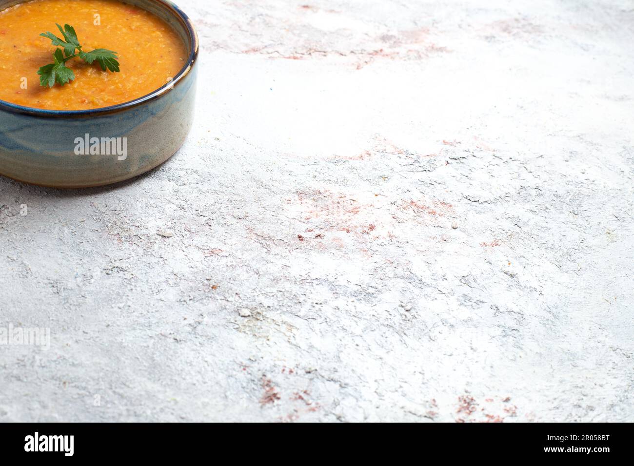 front view bean soup called merci on white background soup meal food ...