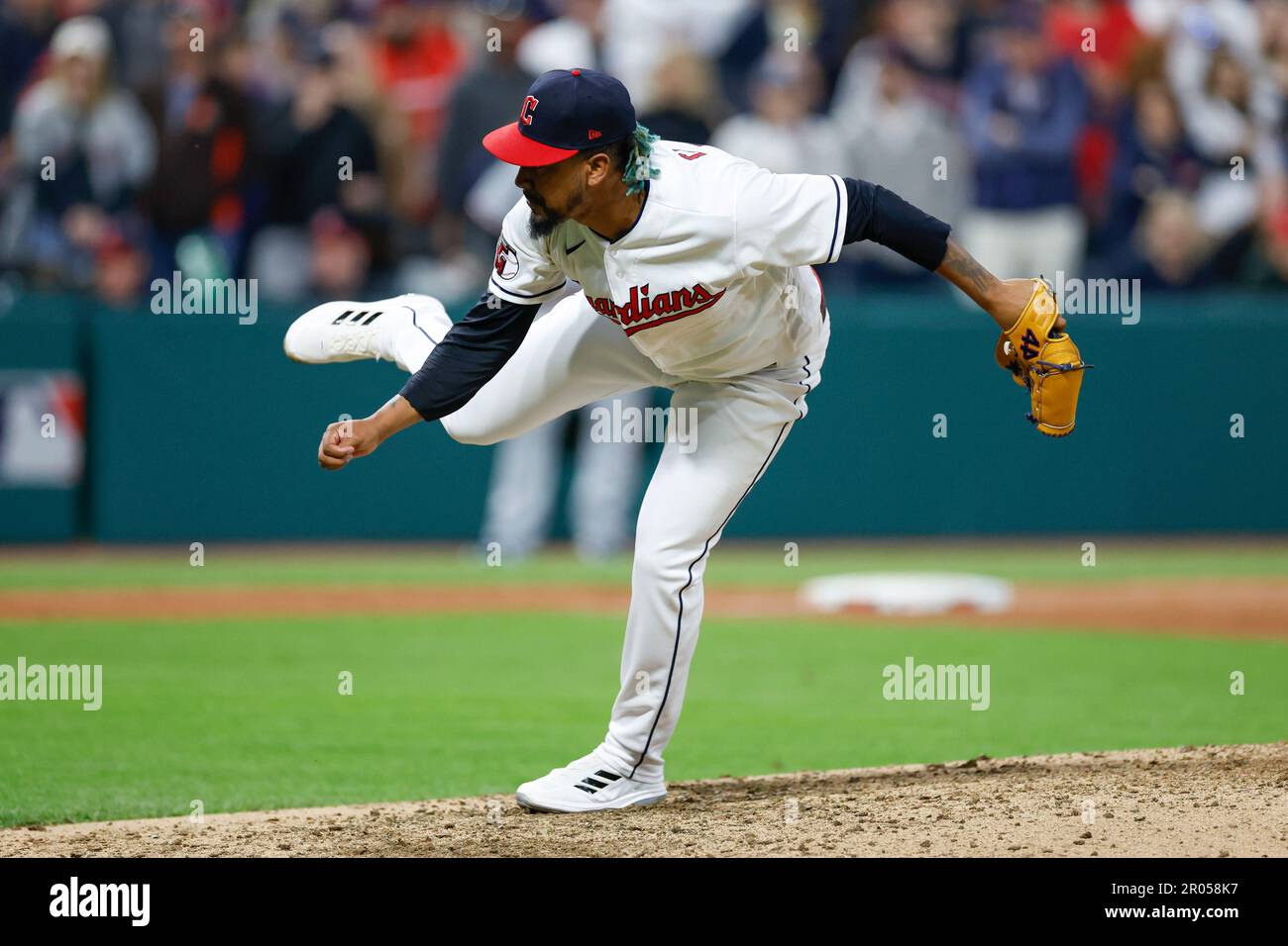 Cleveland Guardians relief pitcher Emmanuel Clase delivers against the ...