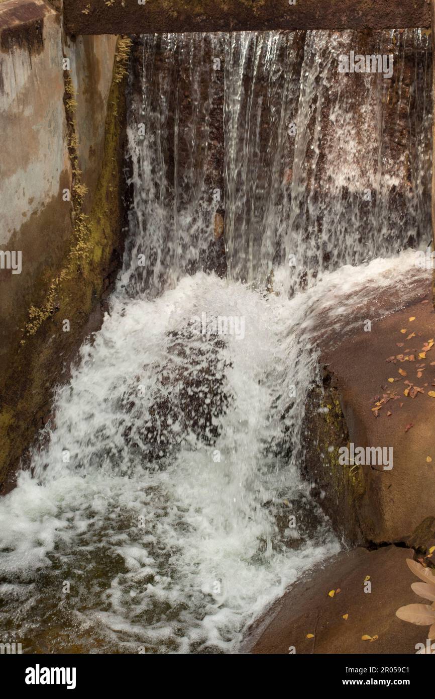 infrared image scene of the concrete slab drainage splashing water ...
