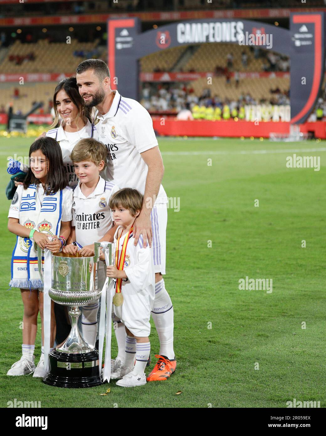 Nacho Fernandez of Real Madrid with his family during the Copa del Rey ...