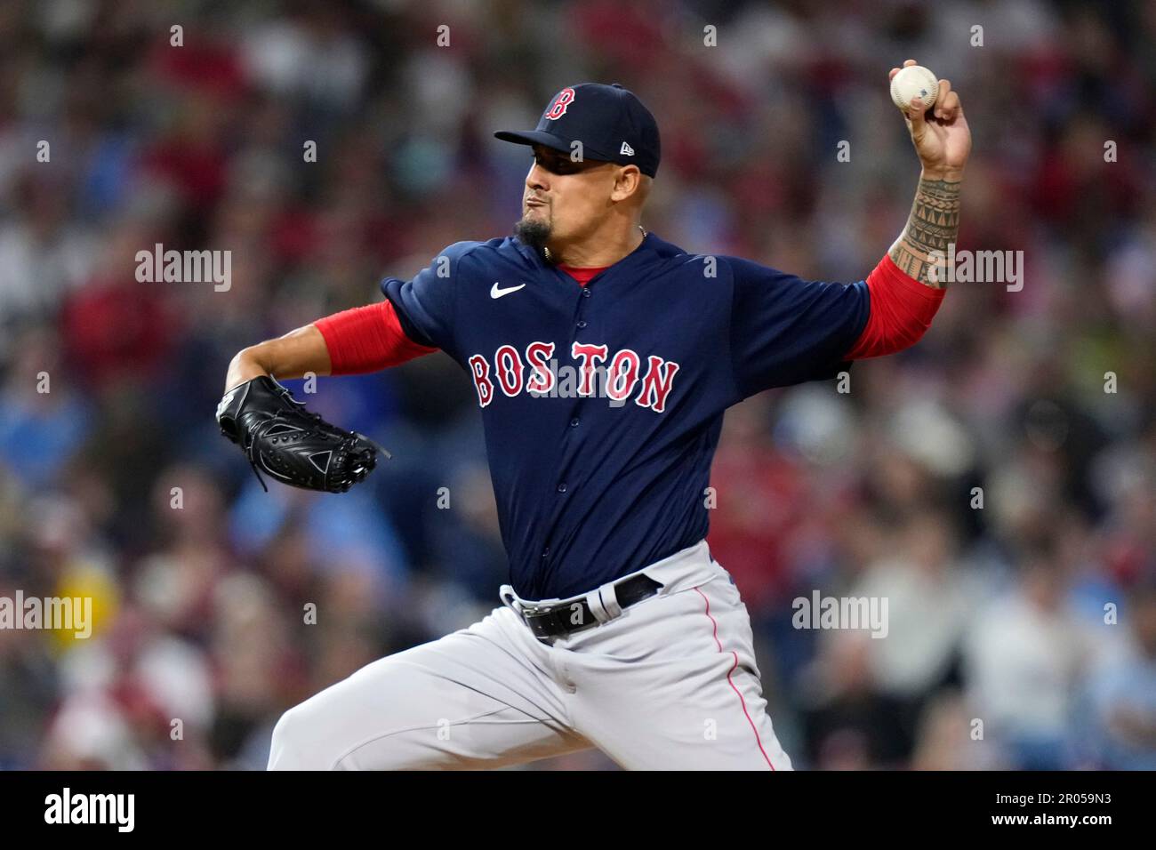 Boston Red Sox's Brennan Bernardino pitches during the seventh inning ...
