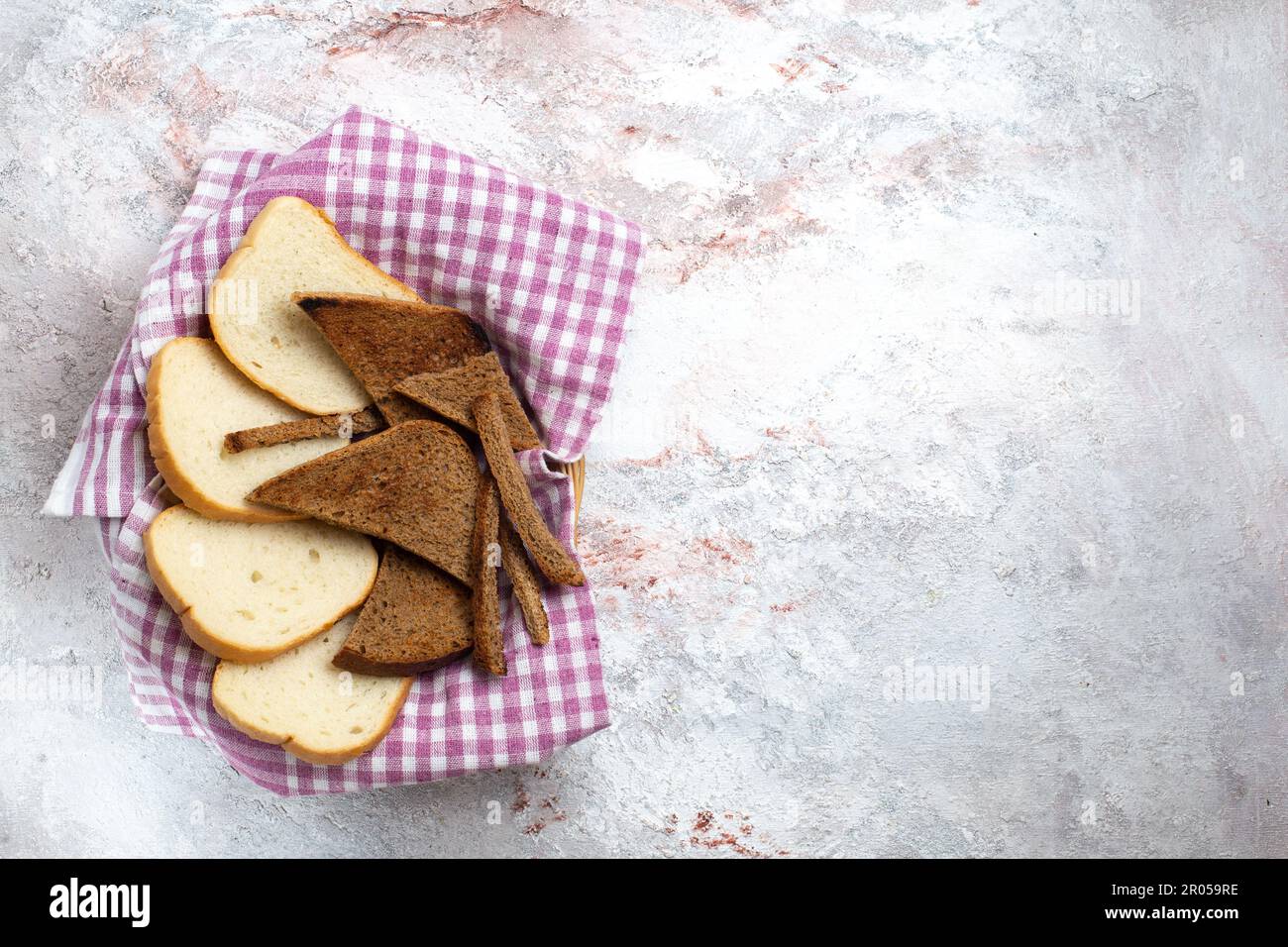 top view bread loafs sliced bread pieces on white desk bread bun meal ...