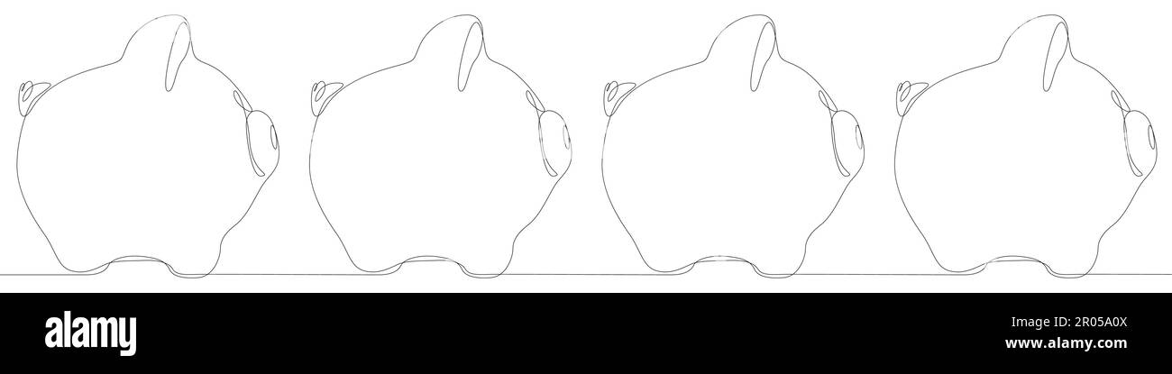 One continuous line of Piggy Banks. Thin Line Illustration vector ...
