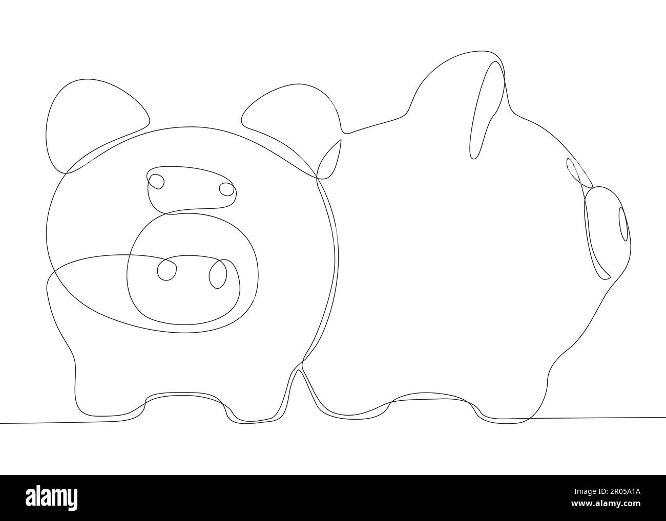 One continuous line of Piggy Banks. Thin Line Illustration vector ...