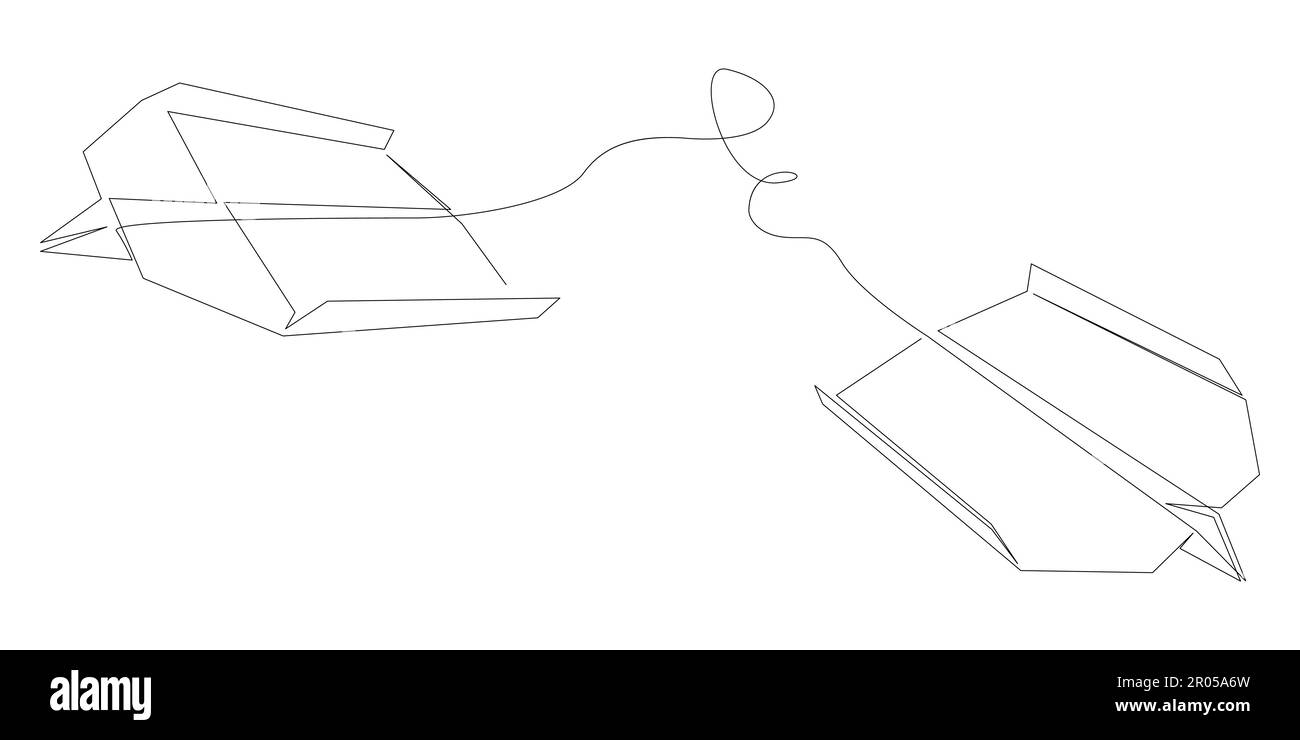 One continuous line of Paper Airplanes. Thin Line Illustration vector ...