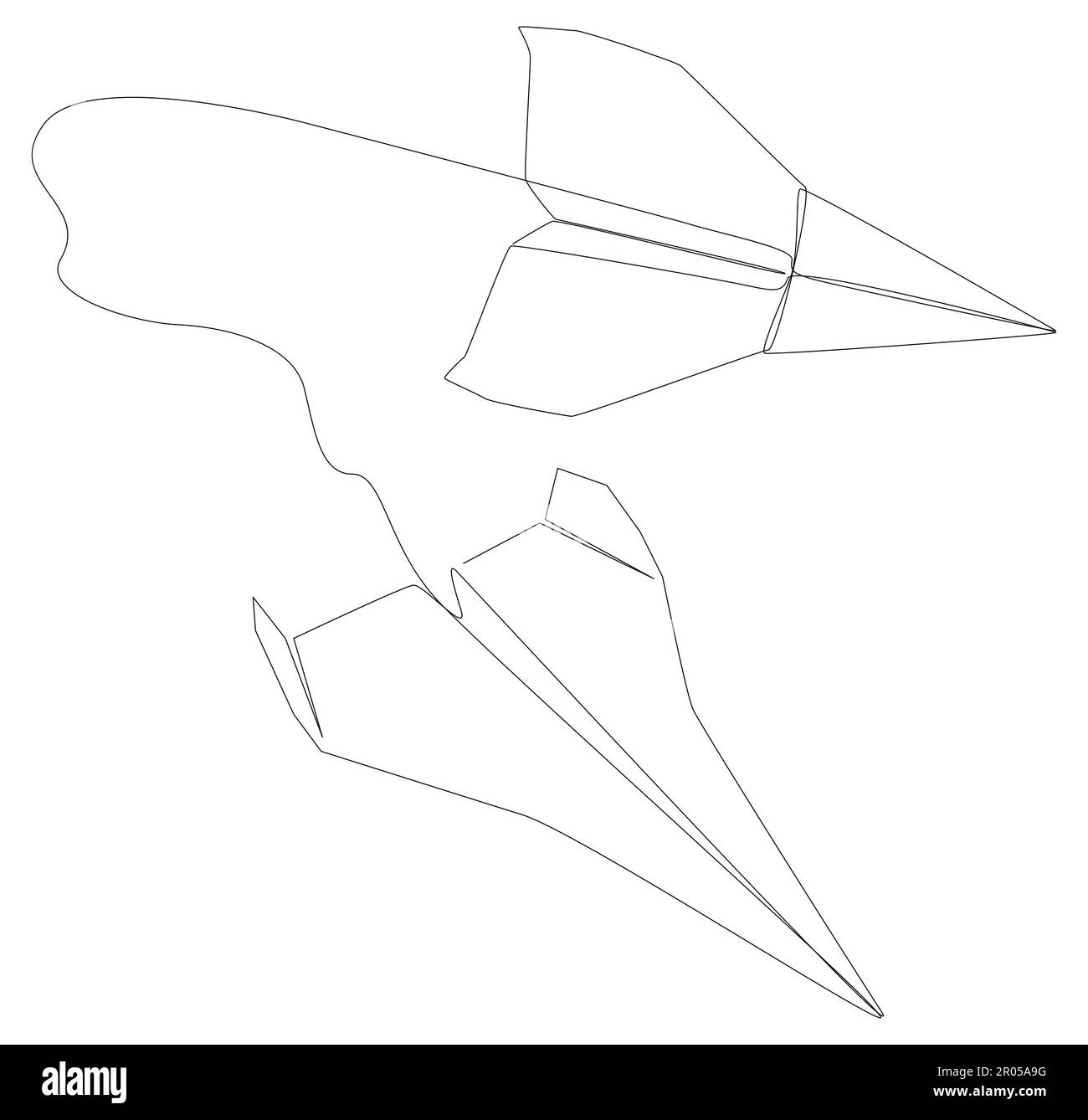 One continuous line of Paper Airplanes. Thin Line Illustration vector ...