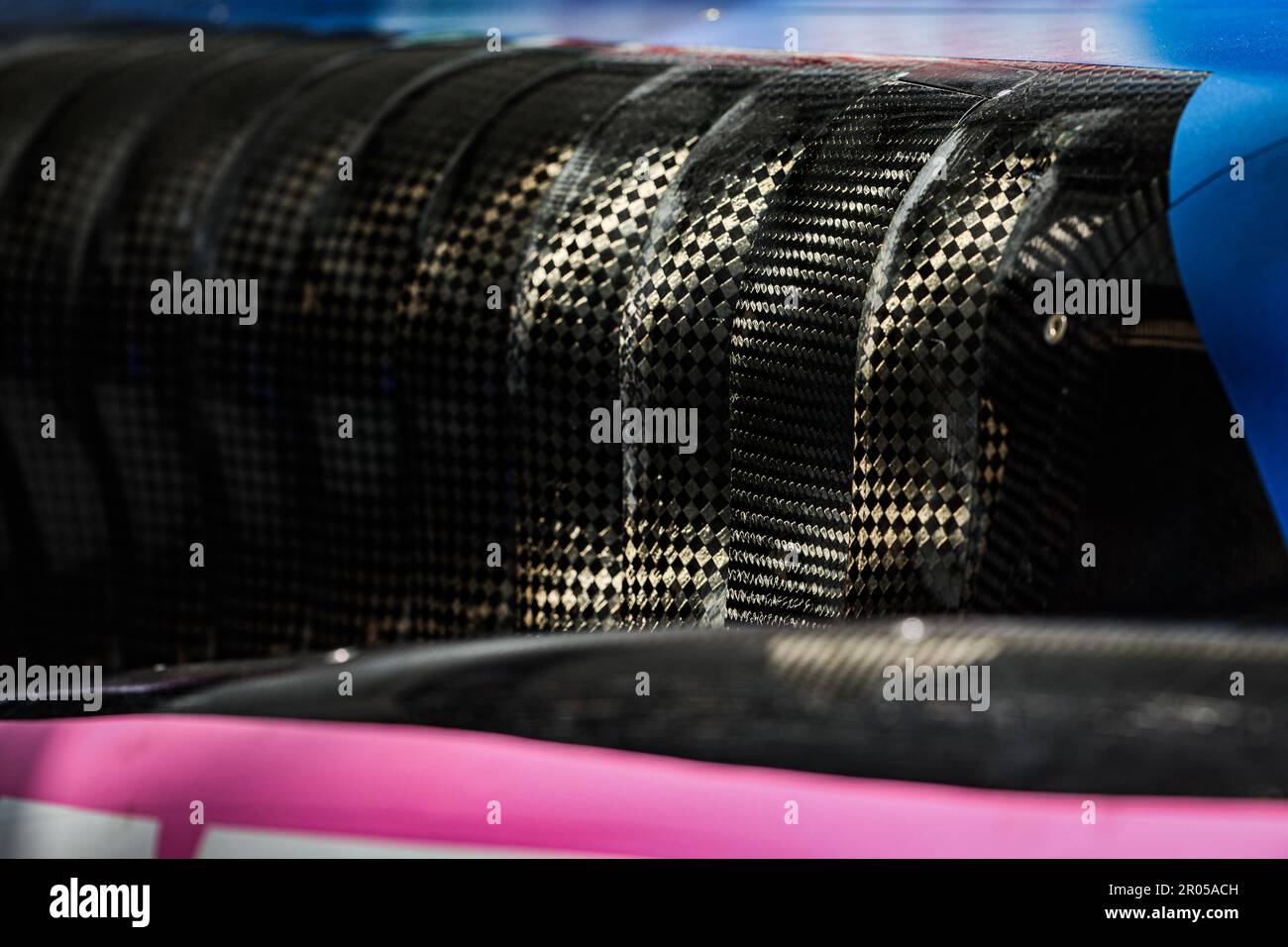 Alpine F1 Team A523, mechanical detail, engine cover, carbon during the ...