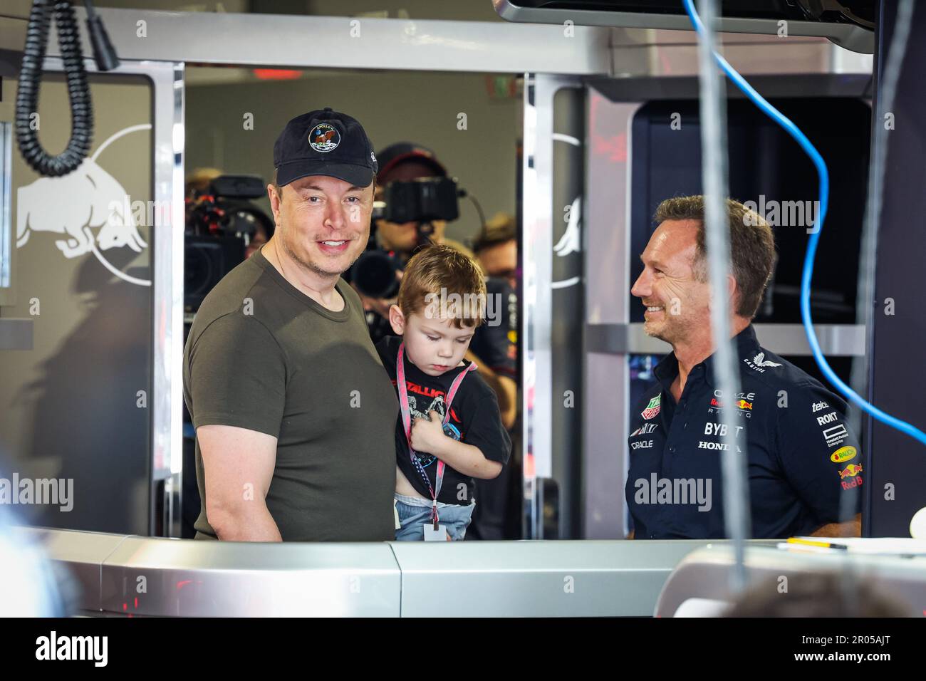 MUSK Elon, founder & CEO of SpaceX & Tesla, with his son X Ã† A-12 in ...