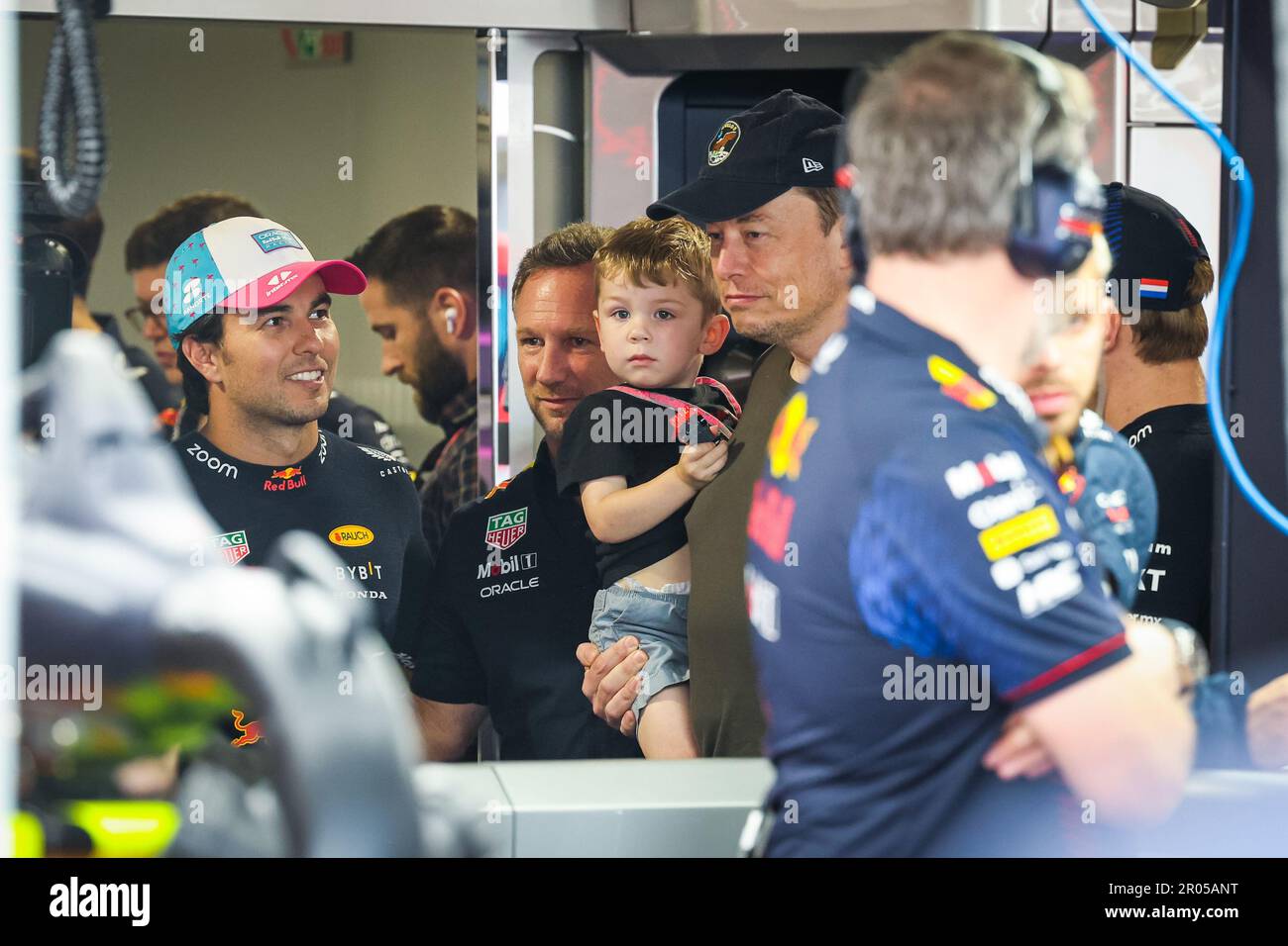 MUSK Elon, founder & CEO of SpaceX & Tesla, with his son X Ã† A-12 in ...