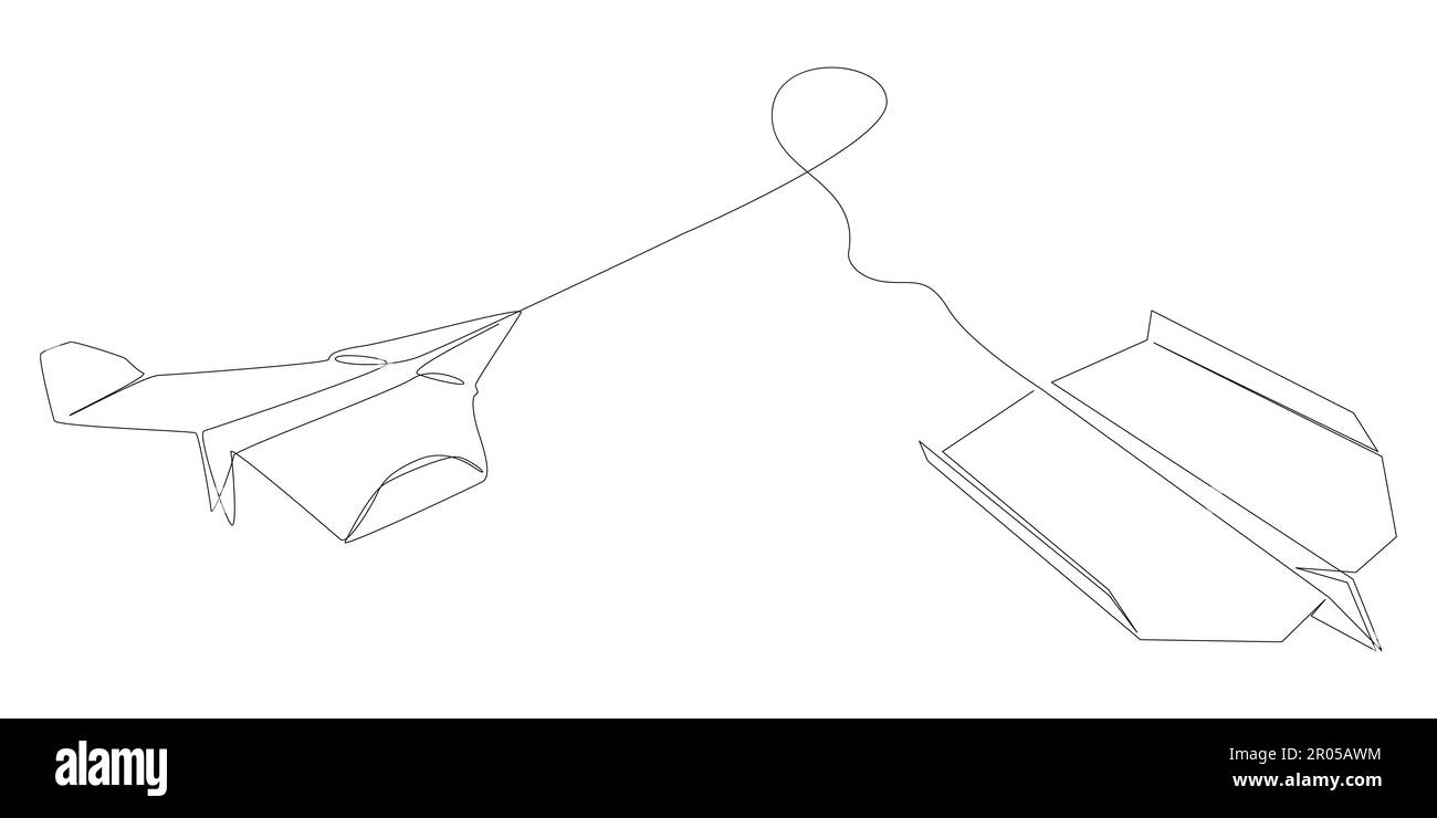 One continuous line of Paper Airplanes. Thin Line Illustration vector ...