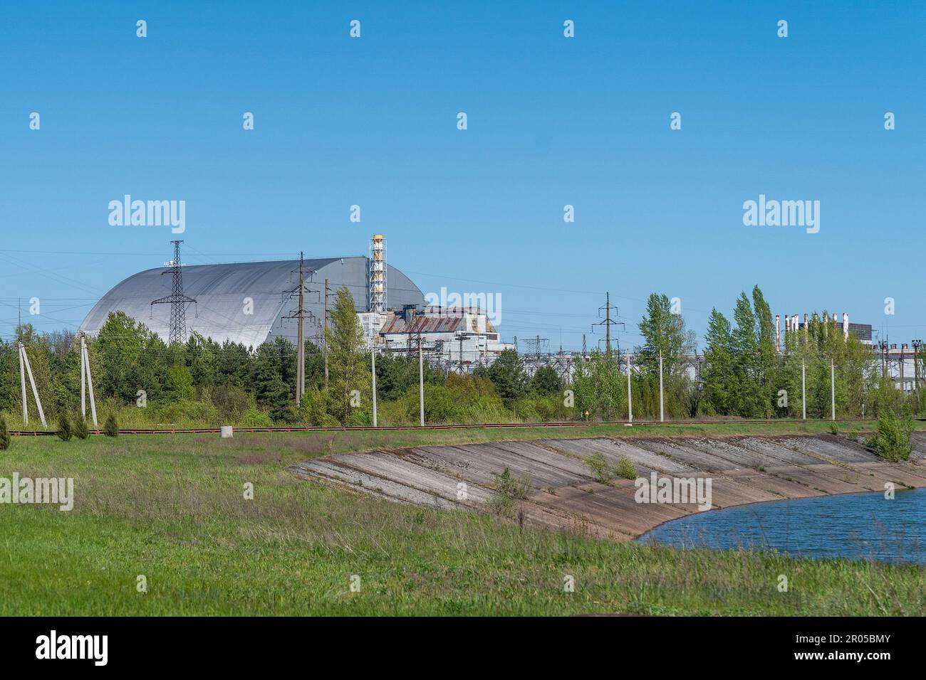 Ukraine. 06th May, 2023. View of Chernobyl nuclear plant sarcophagus ...