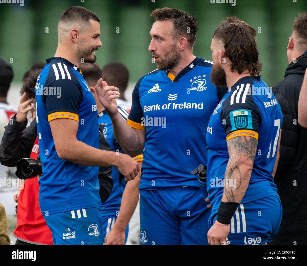 Dublin, Ireland. 06th May, 2023. Max Deegan of Leinster talks to Jack ...
