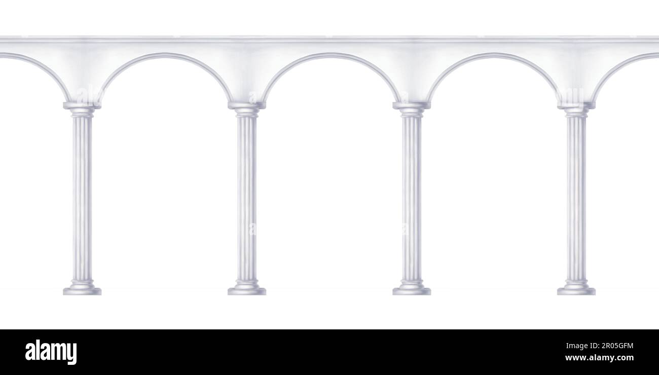 Classical antique colonnade of marble columns in Roman and Renaissance ...