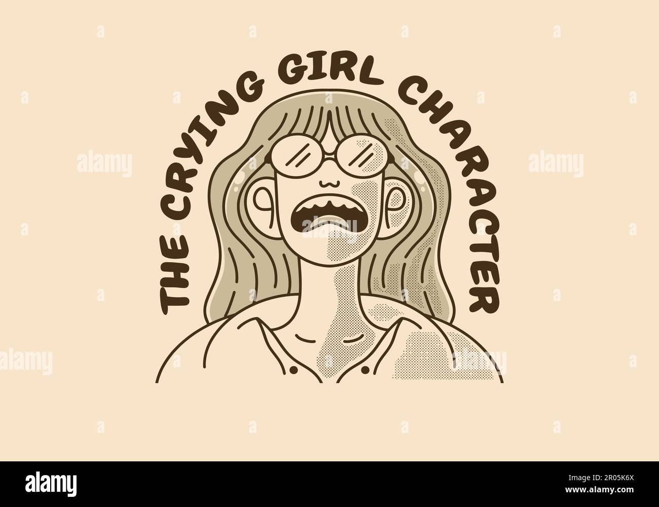 Vintage mascot character design of girl crying Stock Vector Image & Art - Alamy
