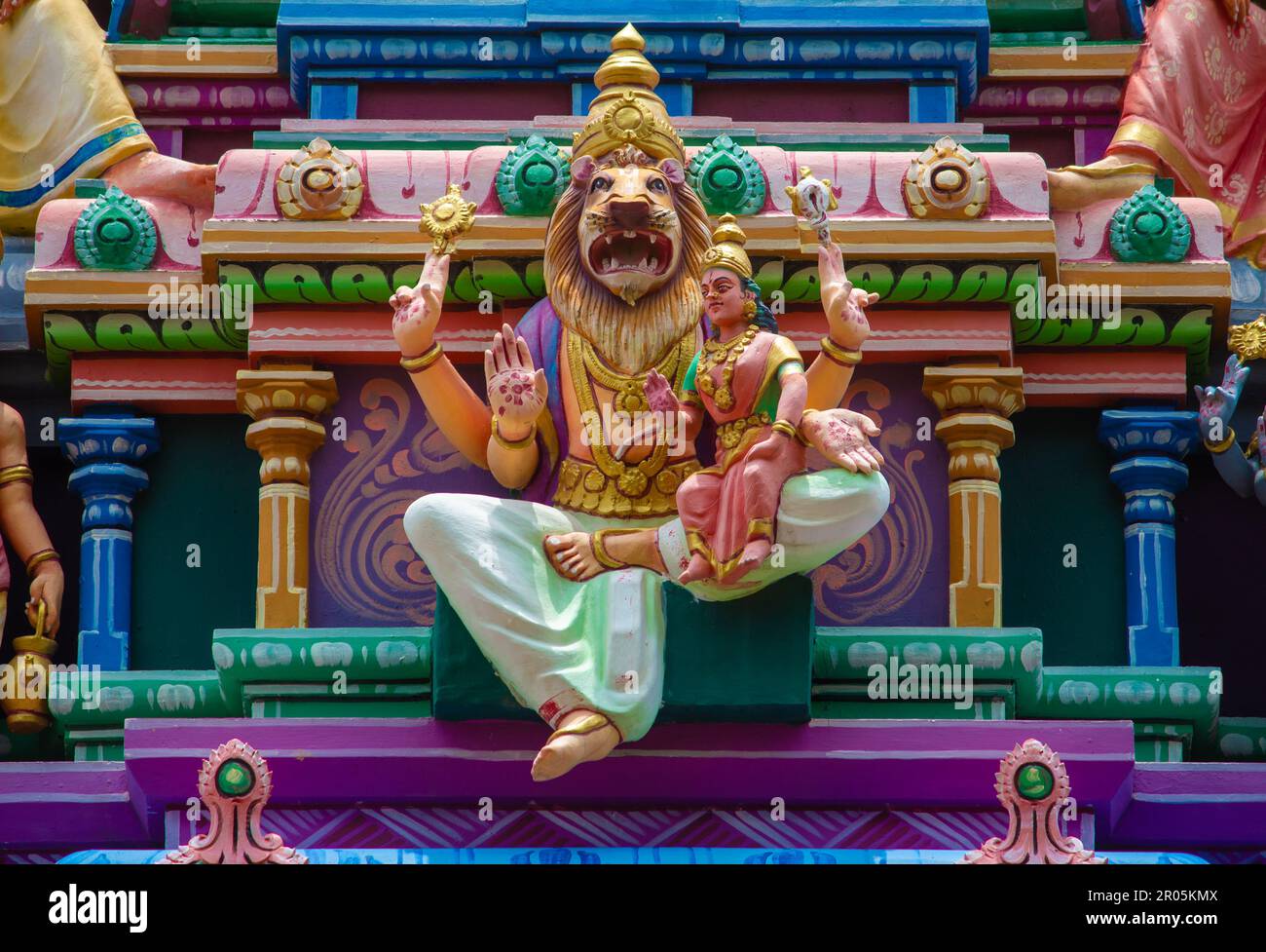 Hindu god lord Vishnu in Narasimha avatar (lion face Stock Photo - Alamy