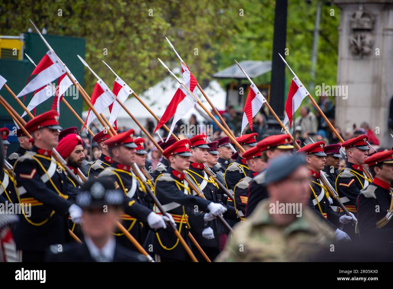 London, UK. 06th May, 2023. The military procession marches towards ...