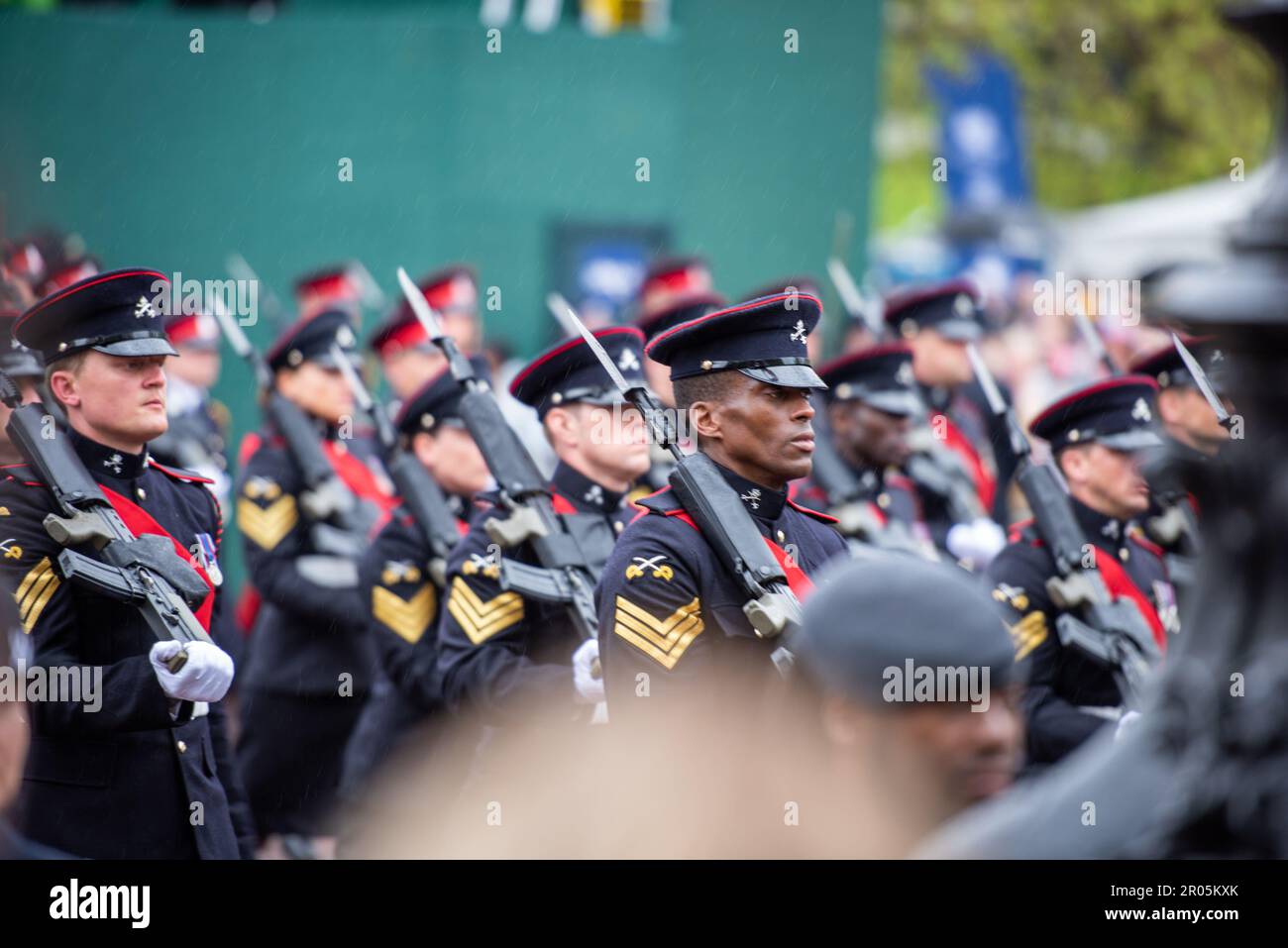 London, UK. 06th May, 2023. The military procession marches towards ...