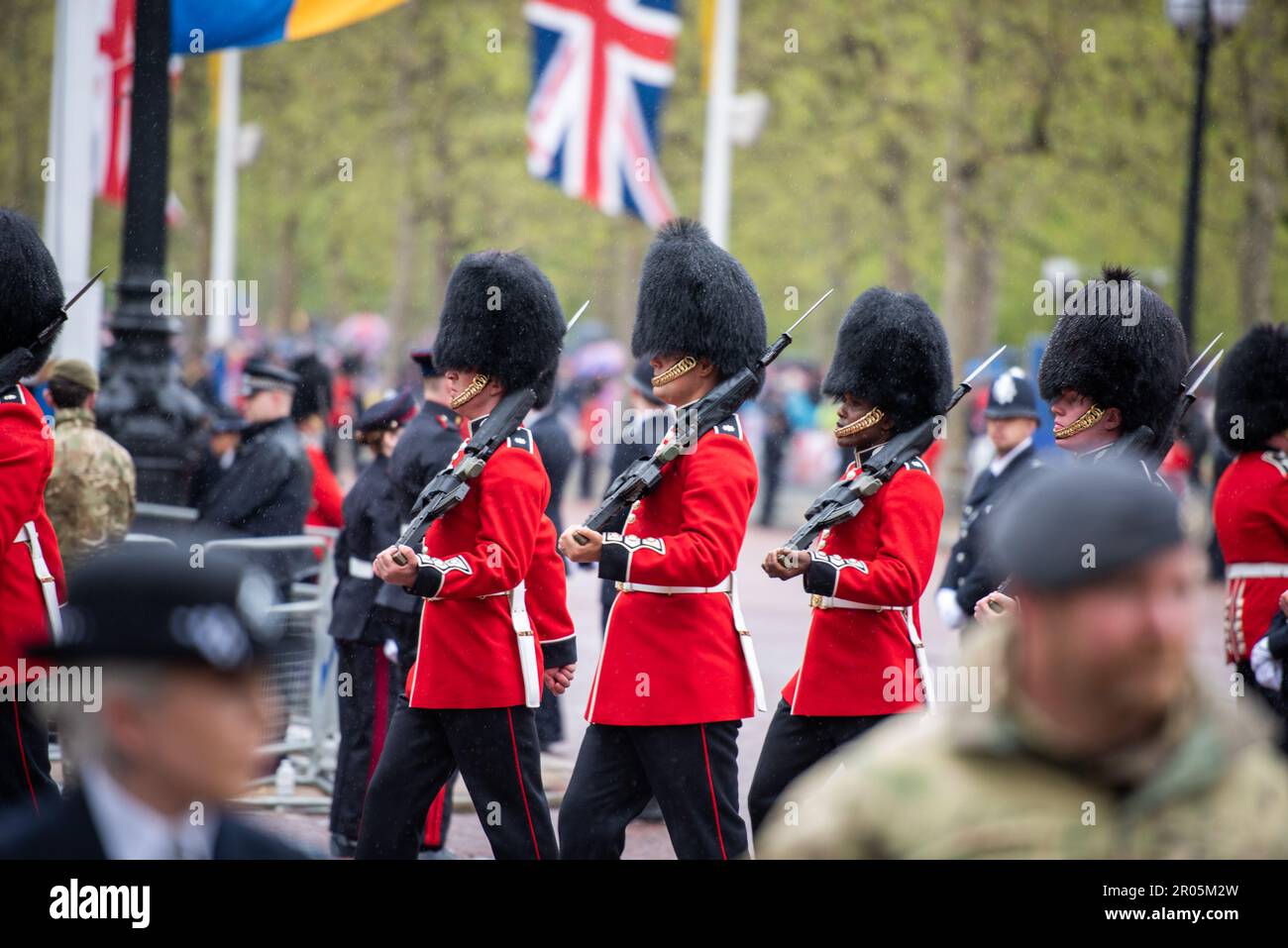 London, UK. 06th May, 2023. The military procession marches towards ...